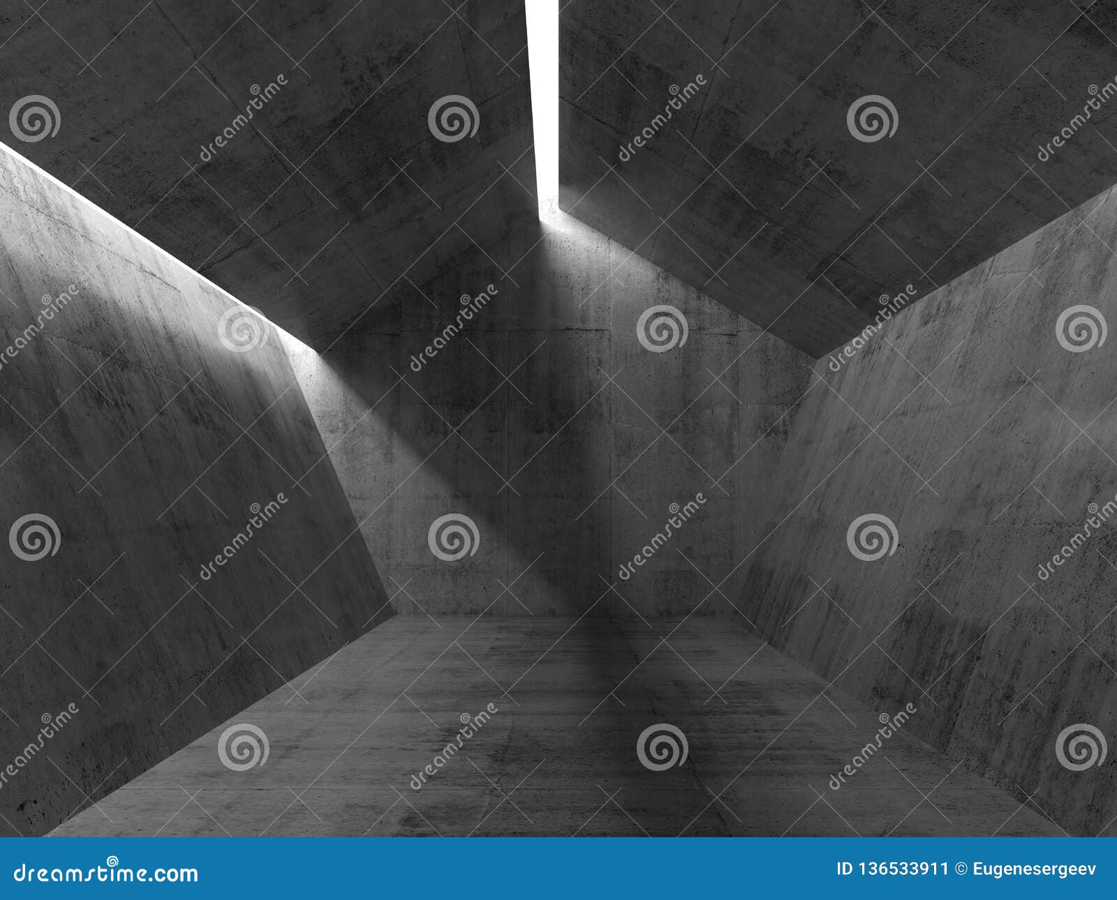 Pentagon Concrete Interior with Ceiling Light Lines Stock Image - Image ...