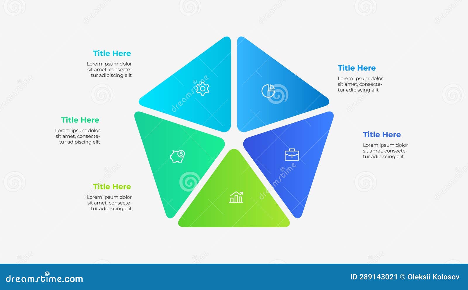 Pentagon Diagram Divided On Equal Segments. Statistics Or Analytics ...