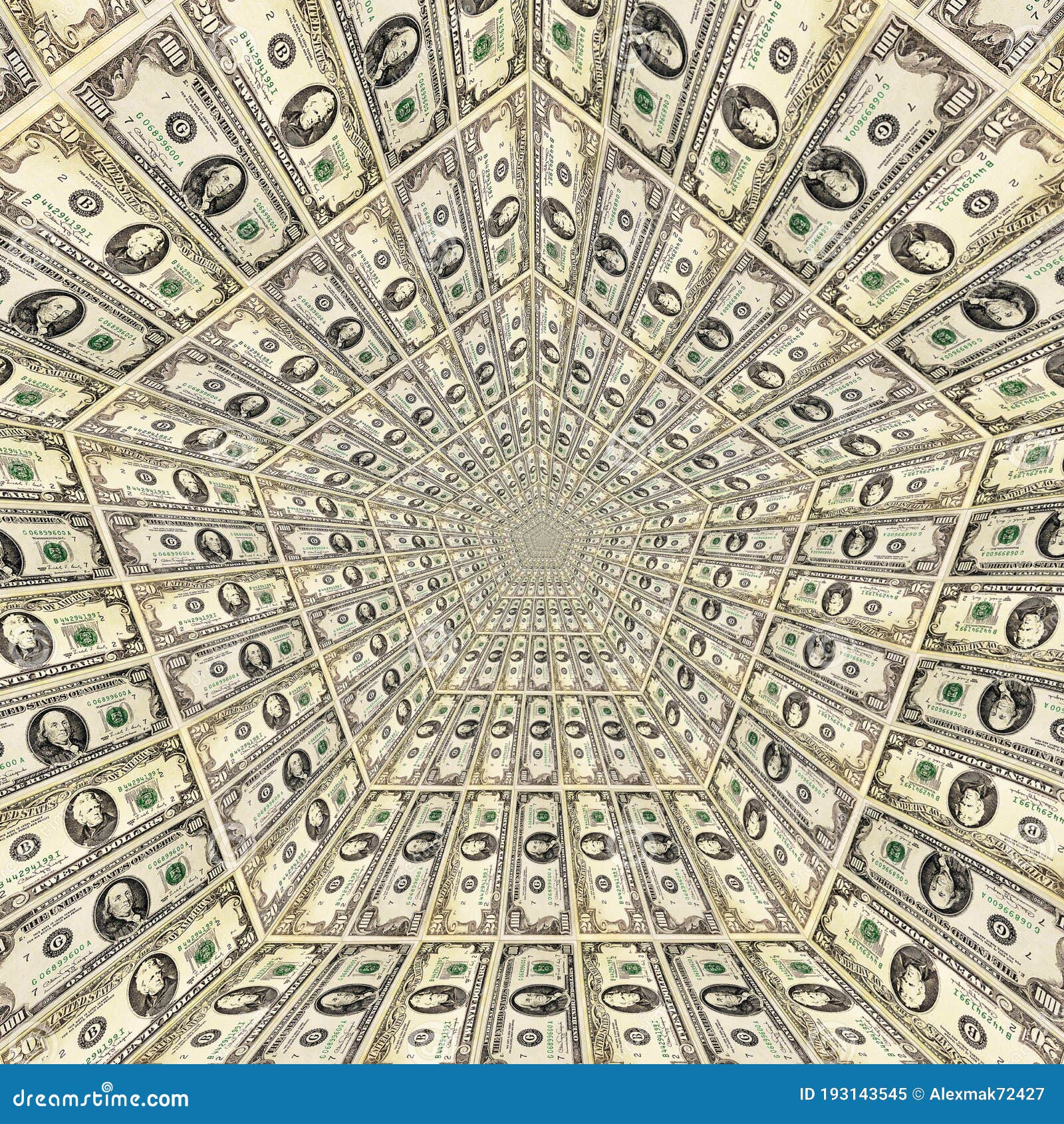 Pentagon of Dollars. Abstraction Made from Dollar. Money Pattern Stock ...
