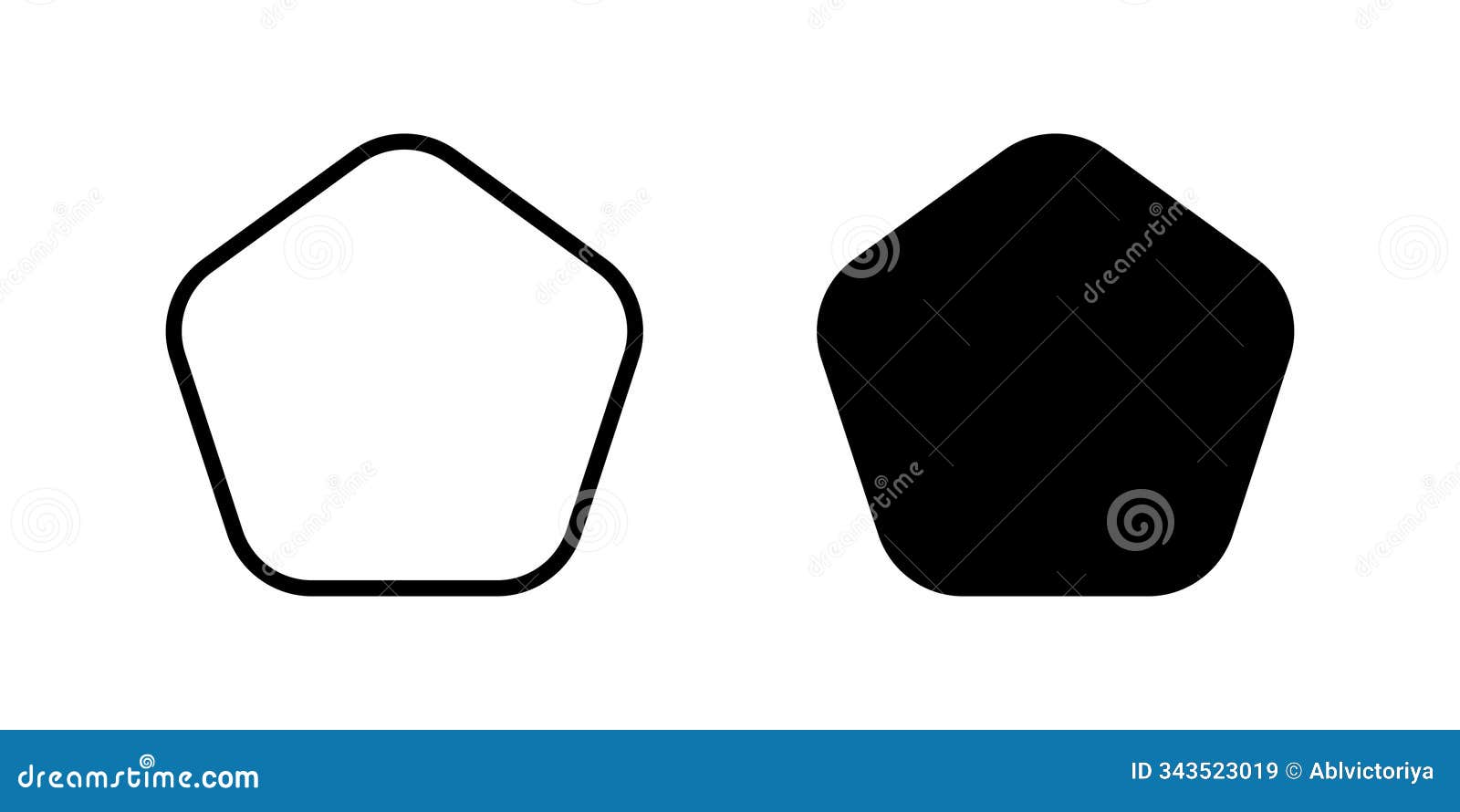 Pentagon Frame and Shape Icons. Geometric Figures with 5 Rounded ...