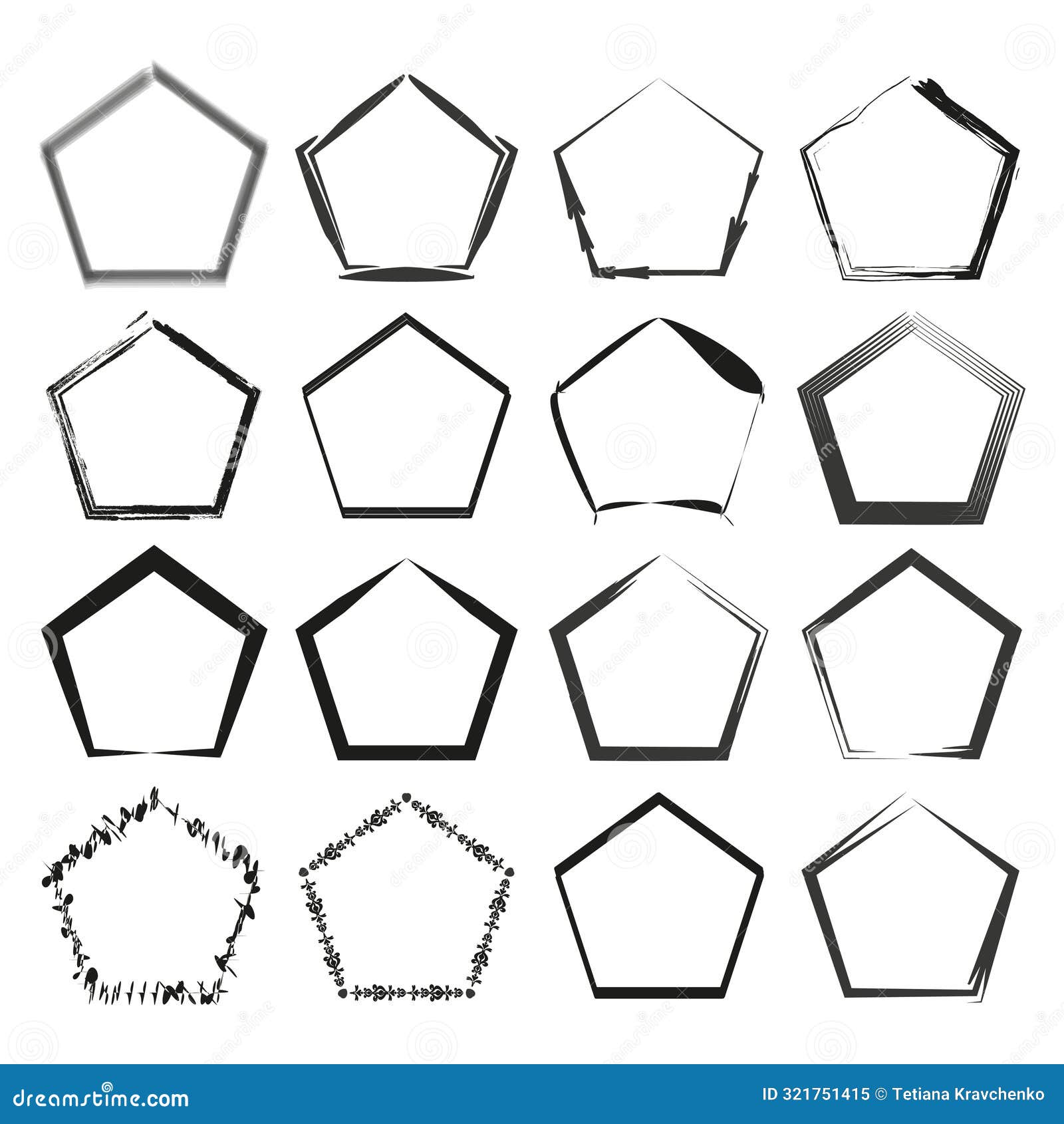 Pentagon Frame Vector. Abstract Geometric Borders. Artistic Pentagon ...