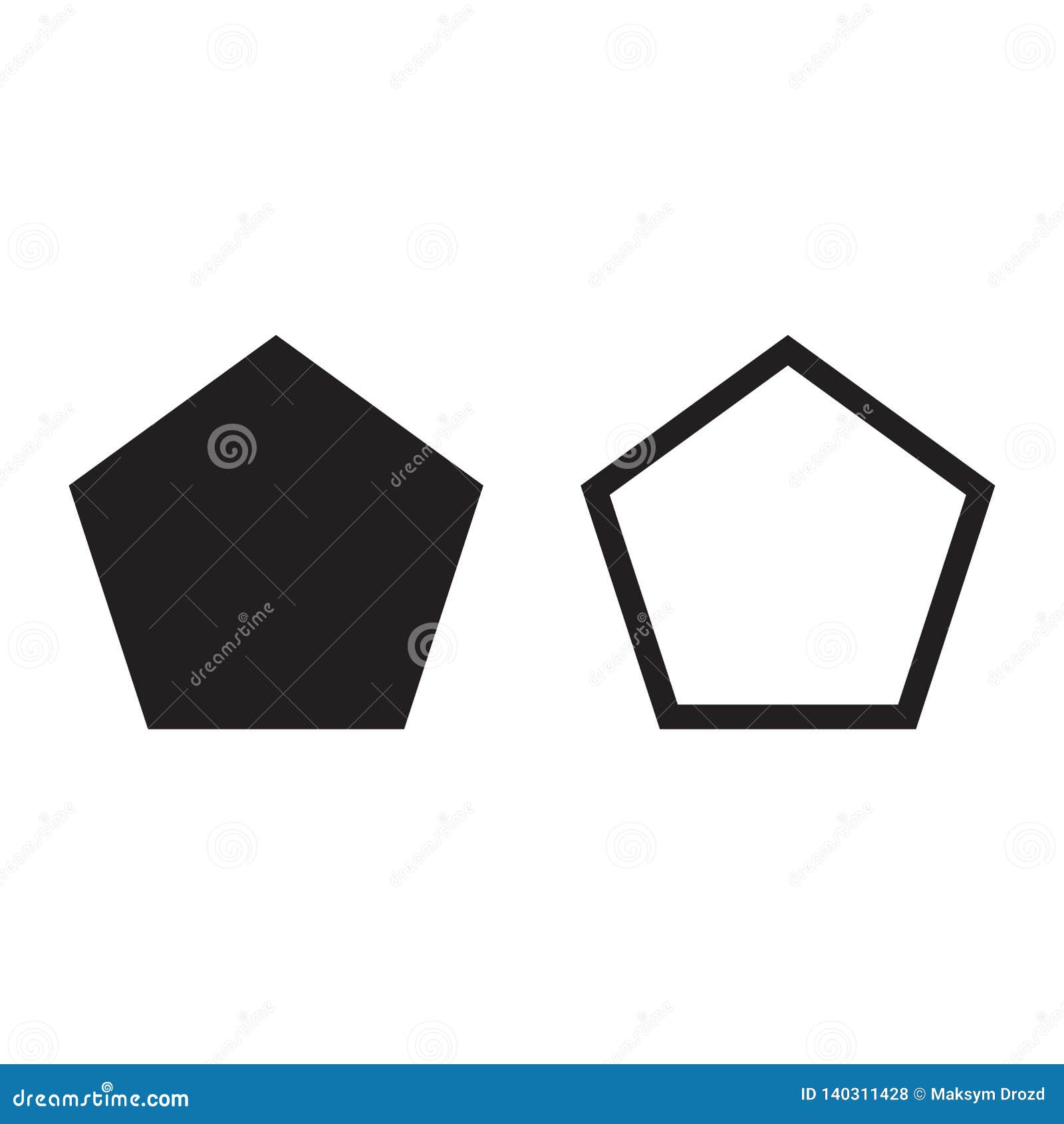Pentagon Icon, Vector Geometry Pentagonal Five Sided Polygon Pentagon ...