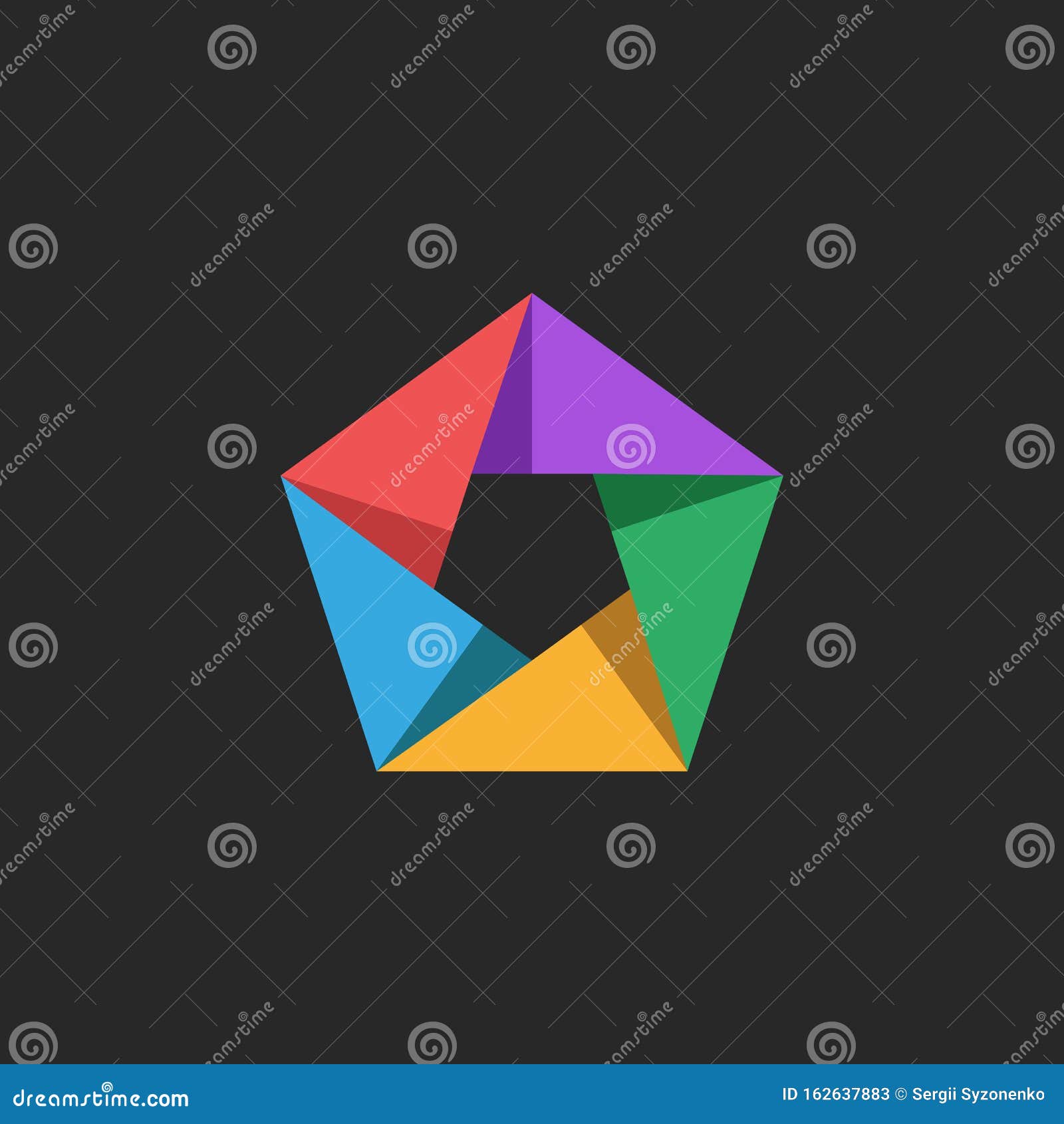 Pentagon Logo Multicolored Intersecting Panels Symbolizing Teamwork ...