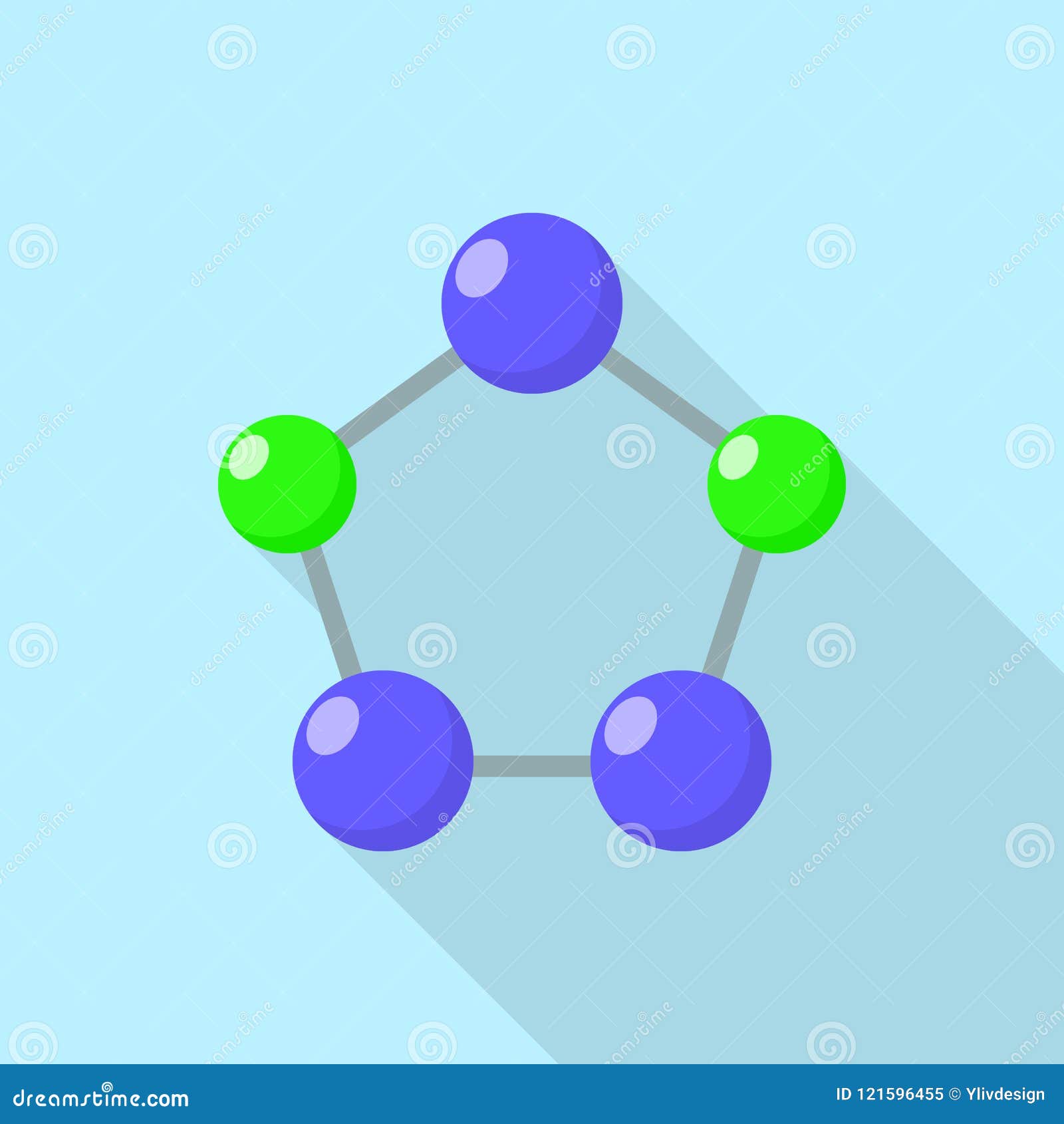 Pentagon Molecule Icon, Flat Style Stock Vector - Illustration of cell ...
