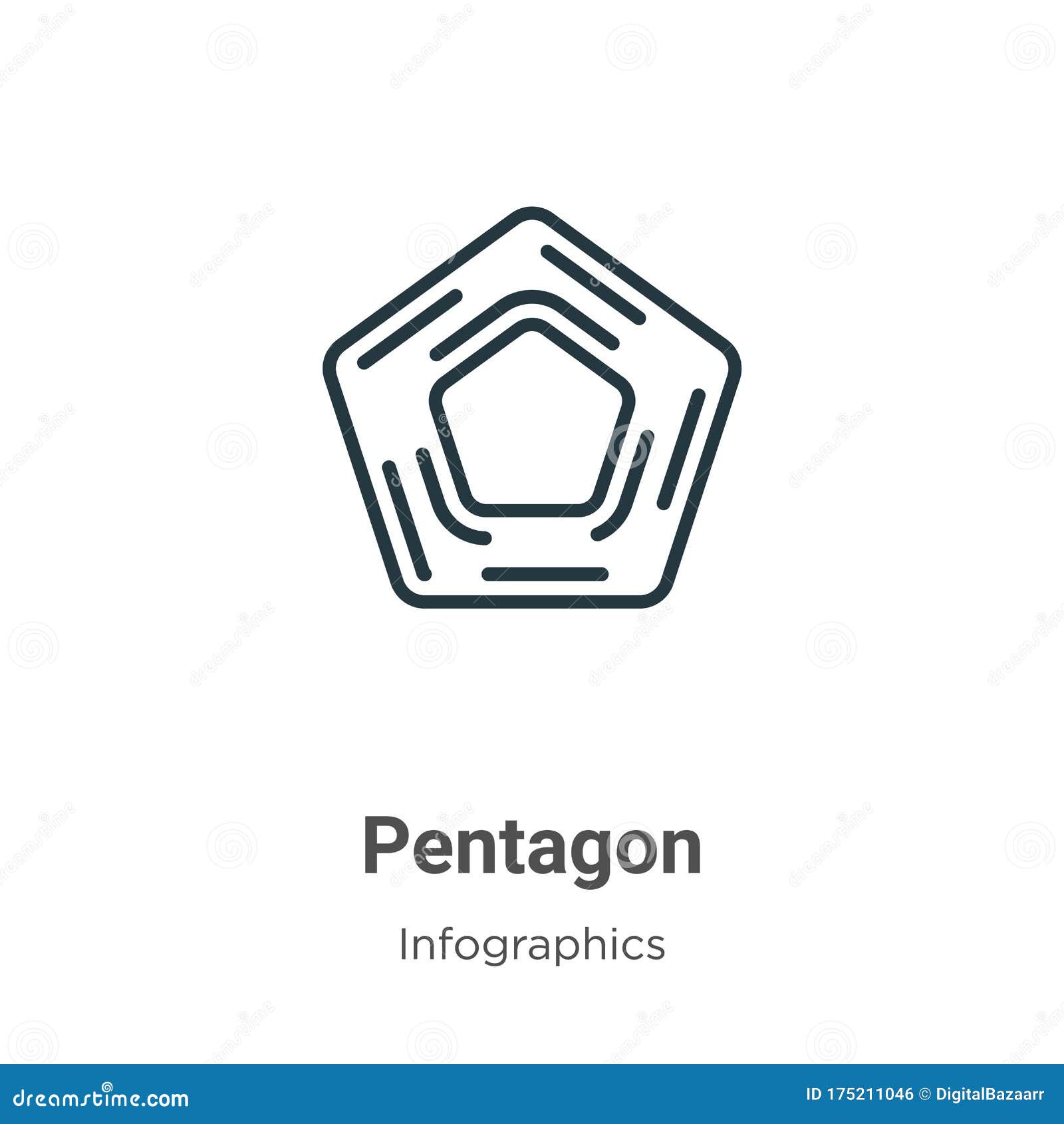 Pentagon Outline Vector Icon. Thin Line Black Pentagon Icon, Flat ...