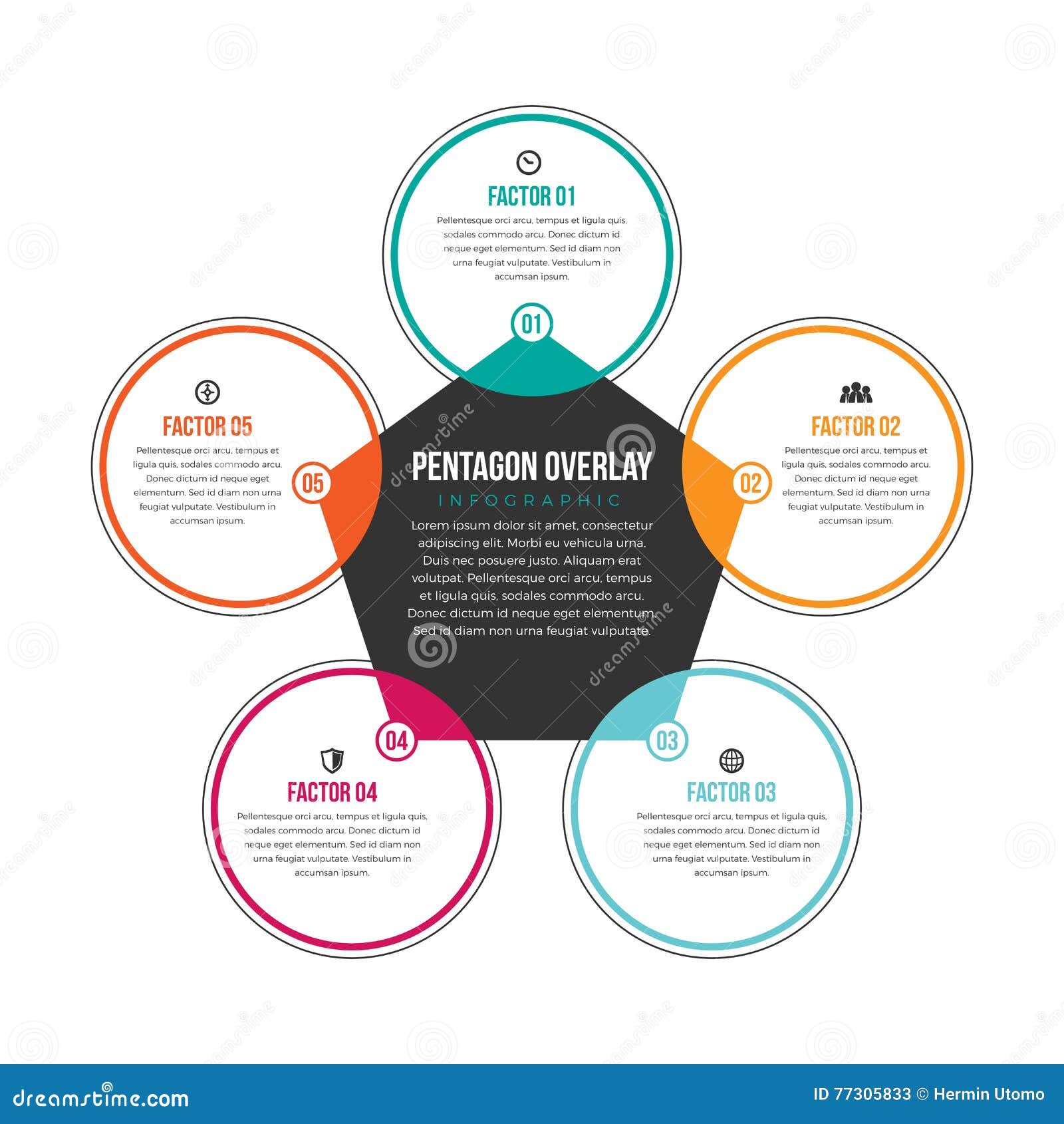 Pentagon Overlay Infographic Stock Vector - Illustration of process ...