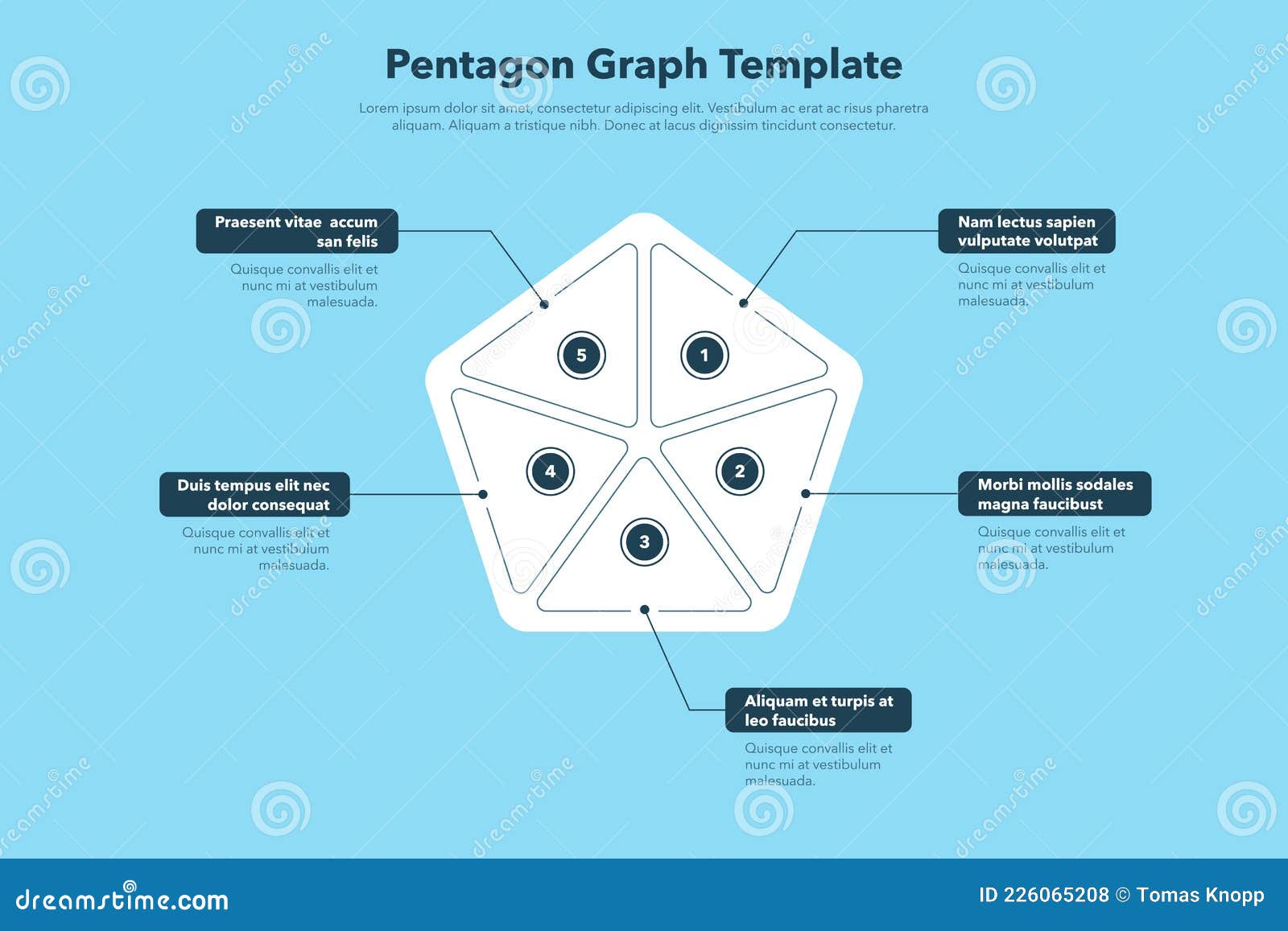 Pentagon Process Diagram with Five Steps - Blue Version Stock Vector ...