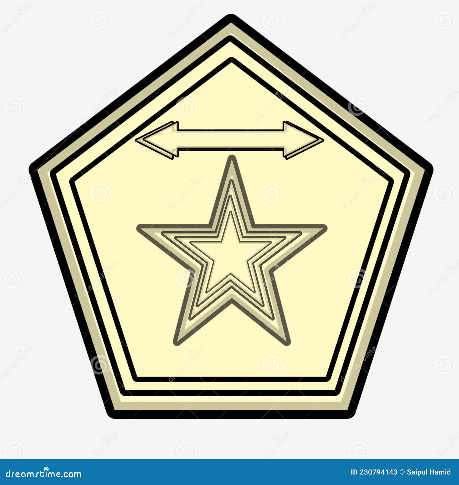 A Pentagon with a Star and an Arrow Back and Forth Stock Illustration ...