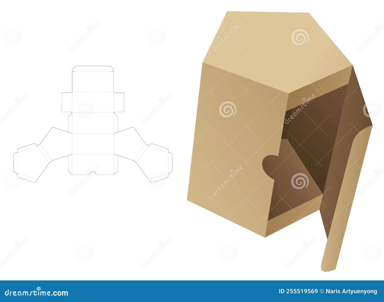 Pentagonal Box Die Cut Template and 3D Mockup Stock Vector ...