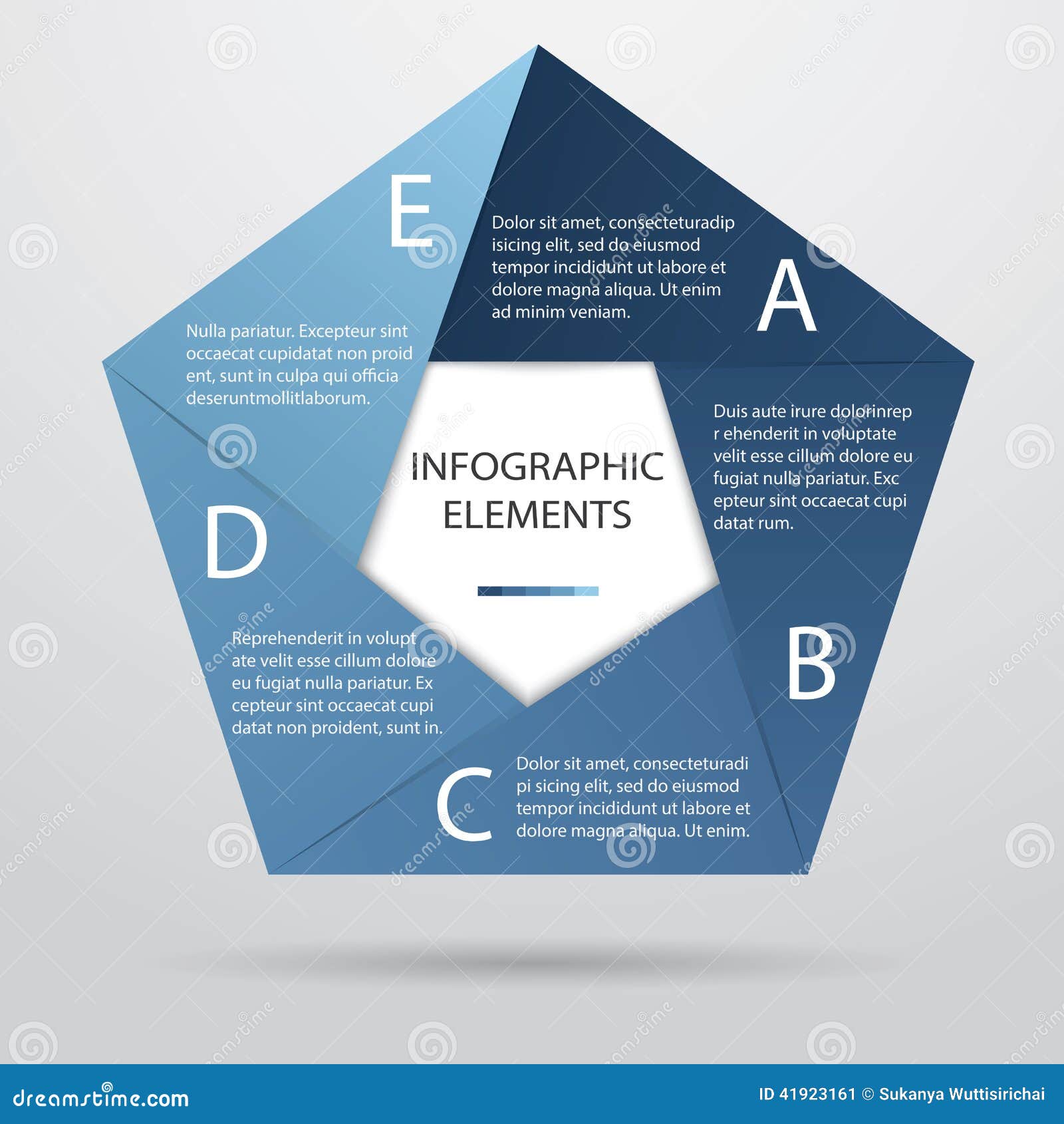 Infographic Pentagonal Template Five Section And Diagram Cartoon Vector ...
