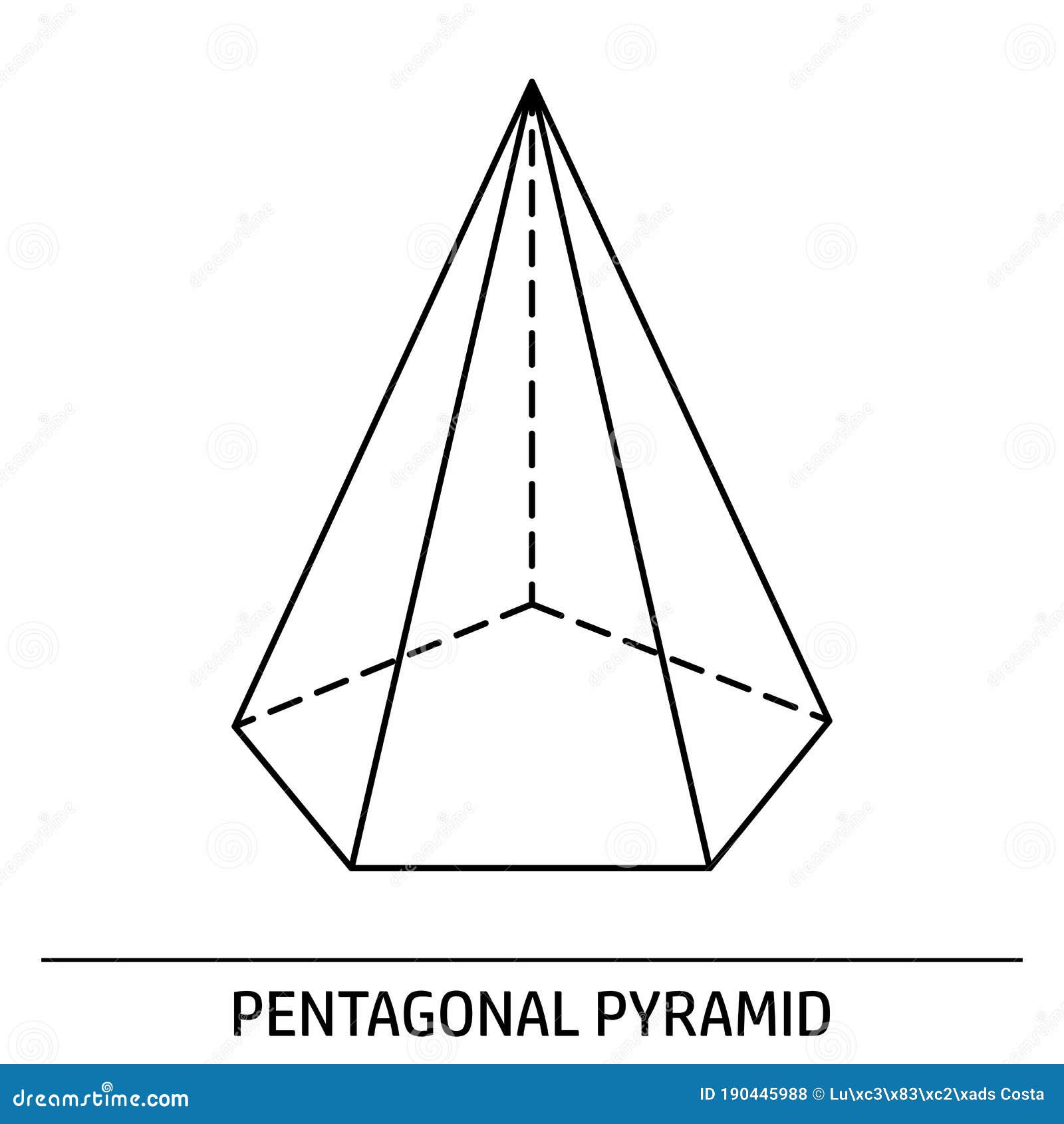 Pentagonal Pyramid Outline Icon Stock Illustration - Illustration of ...