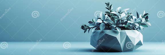 A Pentagonshaped Pot with Overlapping Triangles Creating a 3D Effect ...