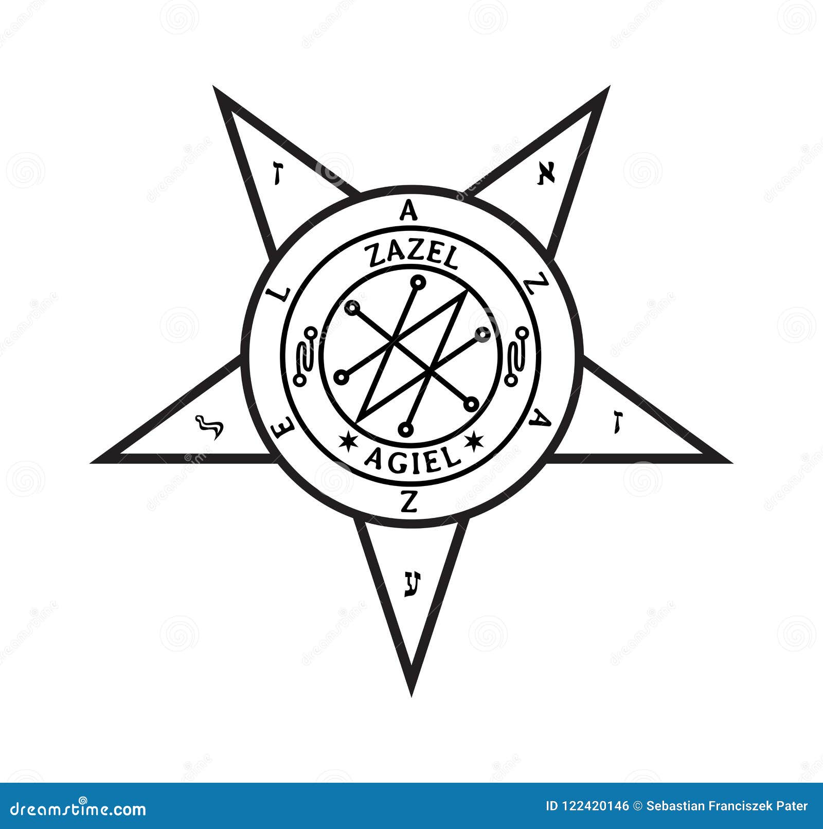 Pentagram Azazel - Czarnej Magii Sigil Ilustracja Wektor - Ilustracja ...