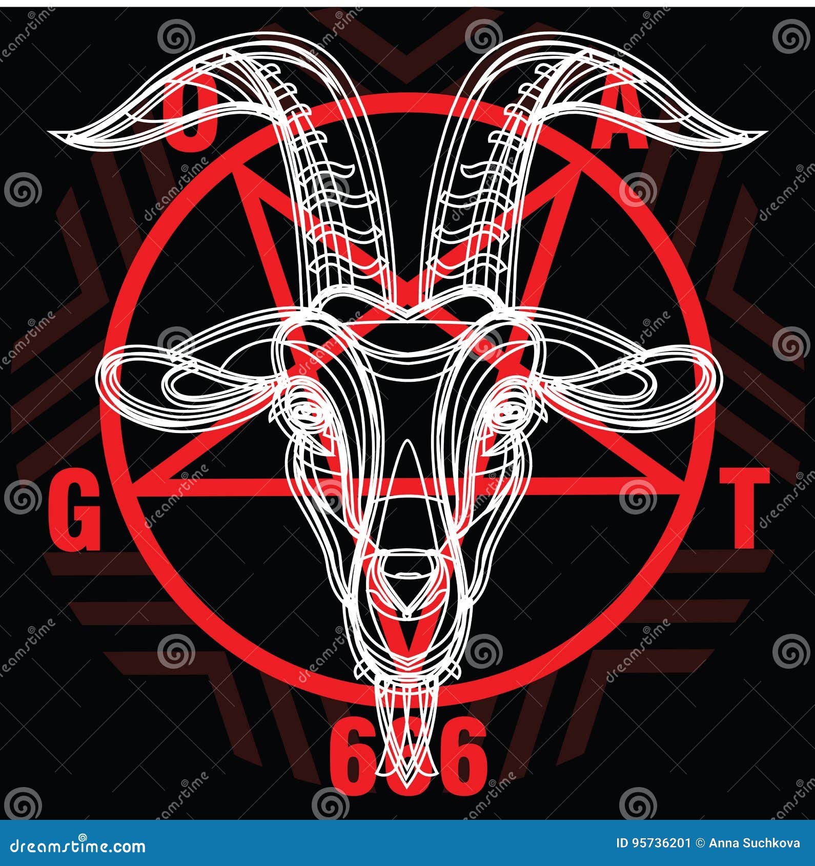 Pentagram Met Demon Baphomet Demonisch Geithoofd Vector Illustratie ...