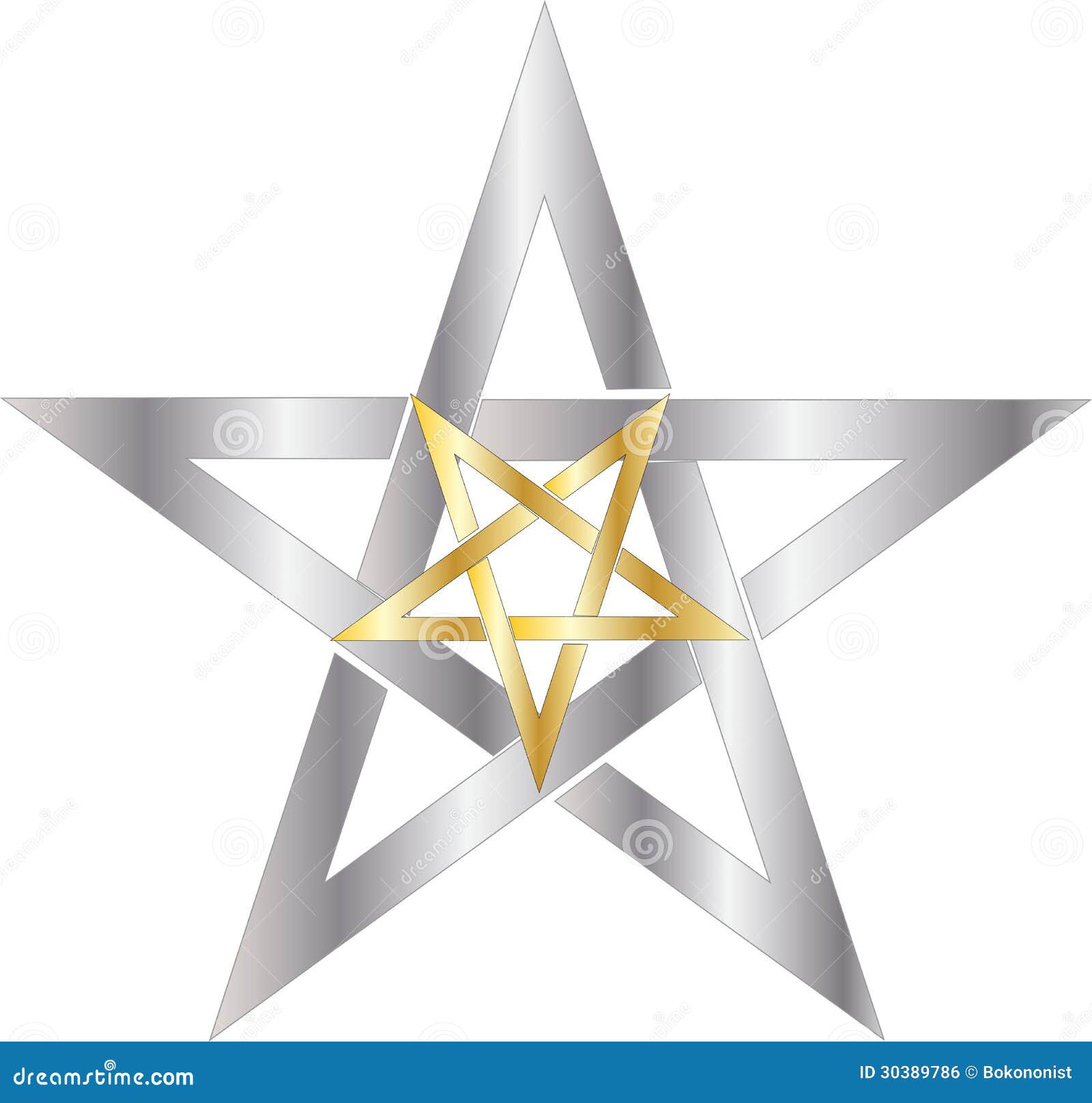 Reversed Pentagram Symbol Red Blue. Abstract Night Sky Background Stock ...