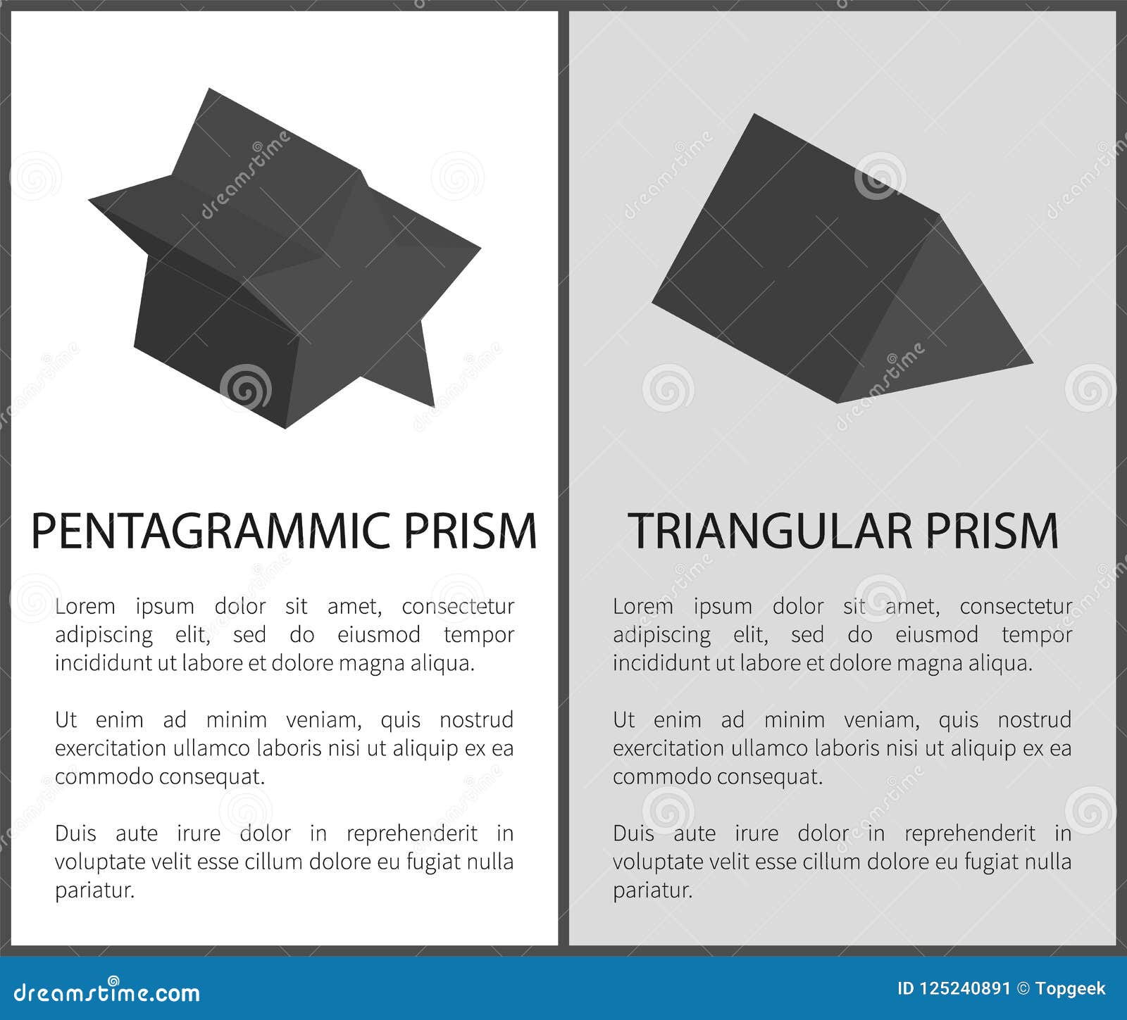 Pentagrammic and Triangular Prism Solid Figures Stock Vector ...