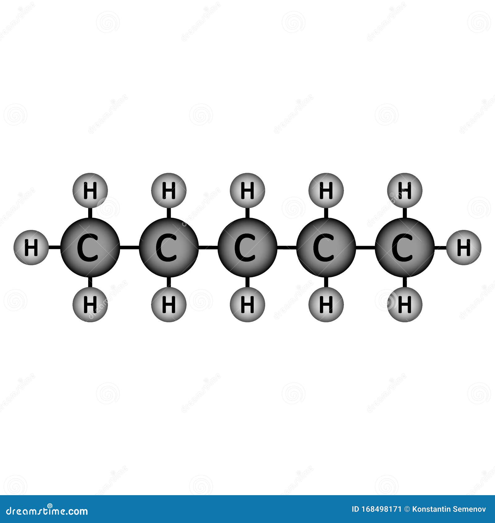 Pentane Molecule, Ball-and-stick Molecular Model. Chemical 3d Rendering ...