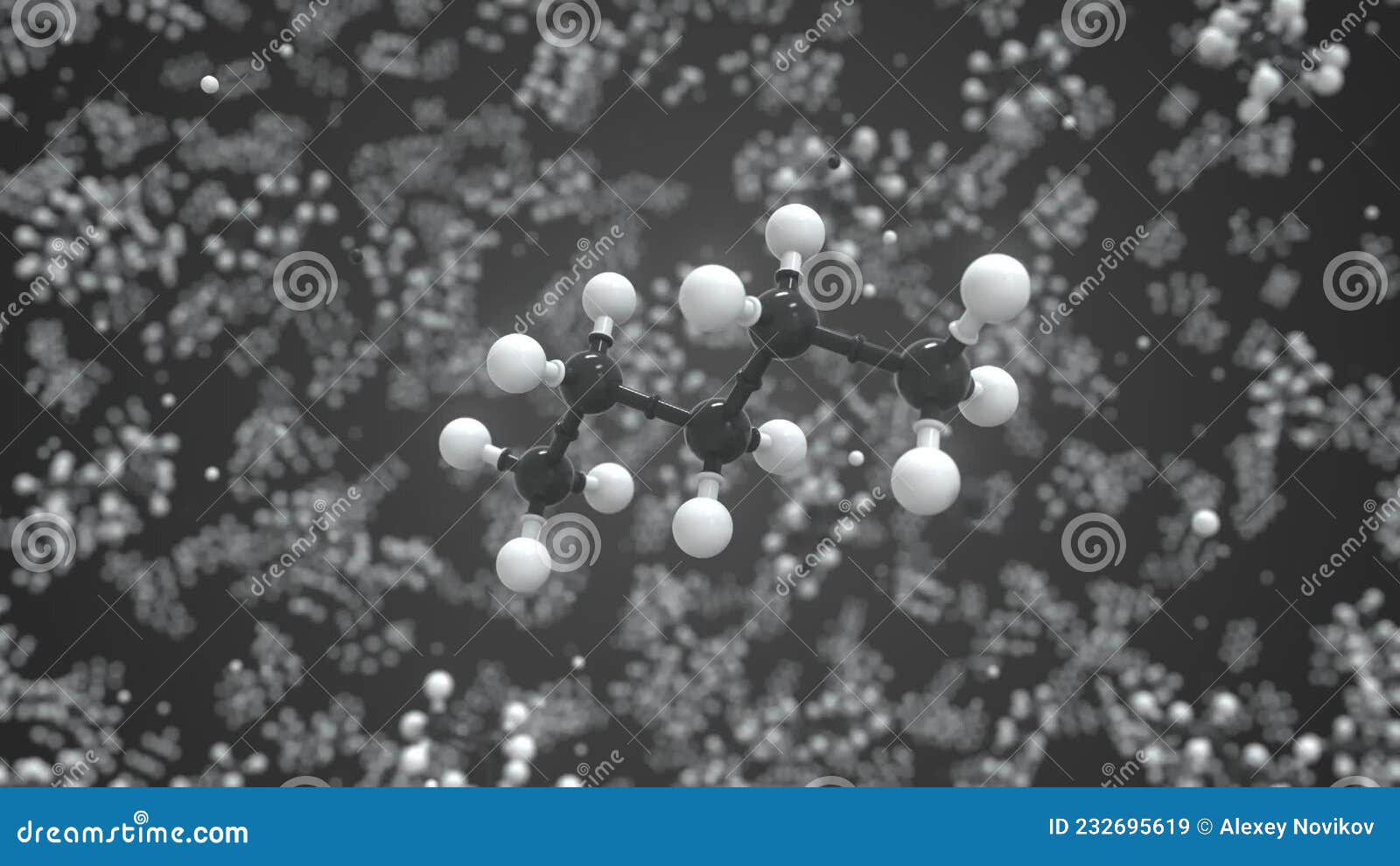 Pentane Molecule, Isolated Molecular Model. Looping 3D Animation or ...