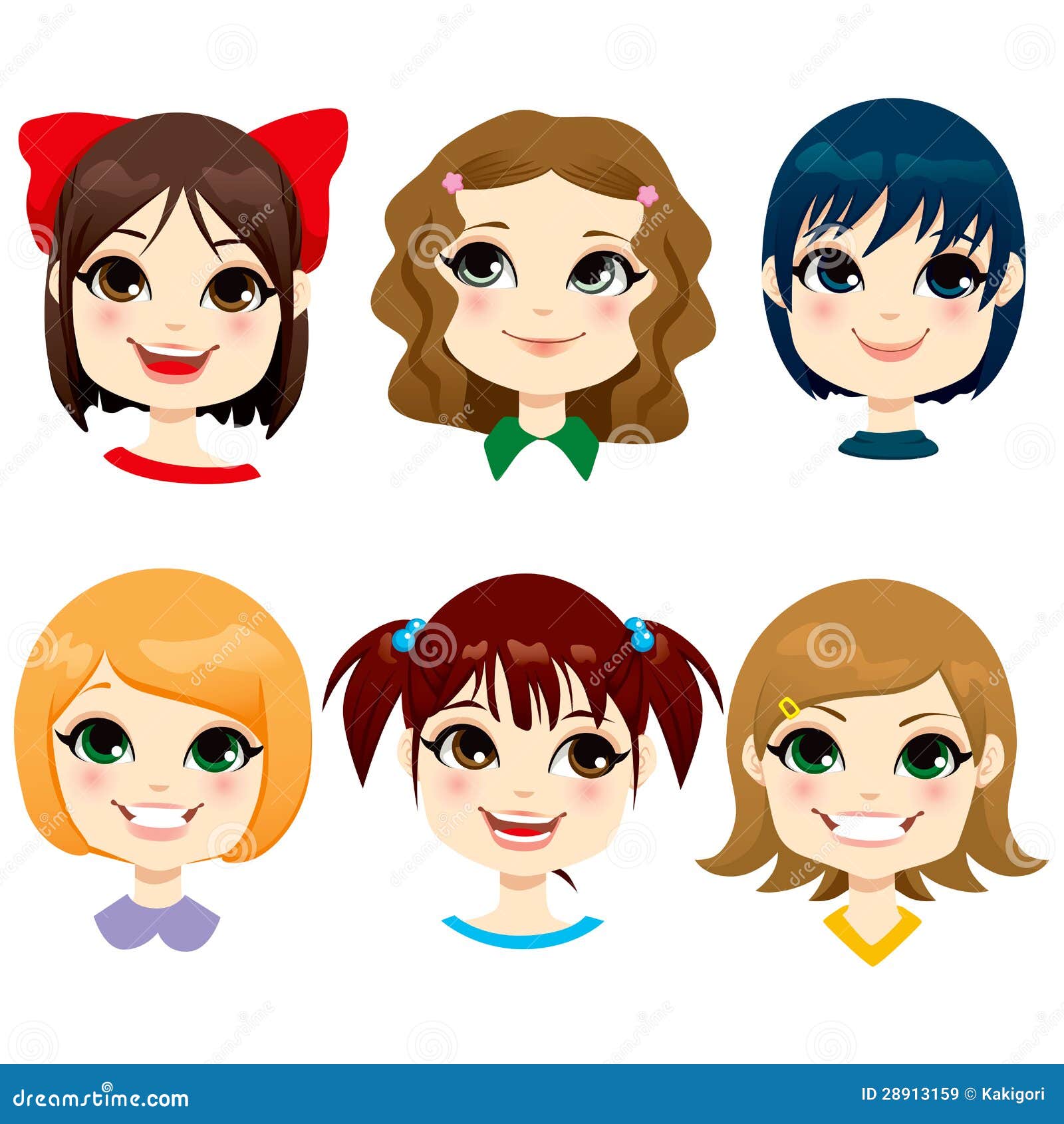 Penteados da menina ilustração do vetor. Ilustração de estilo - 28913159