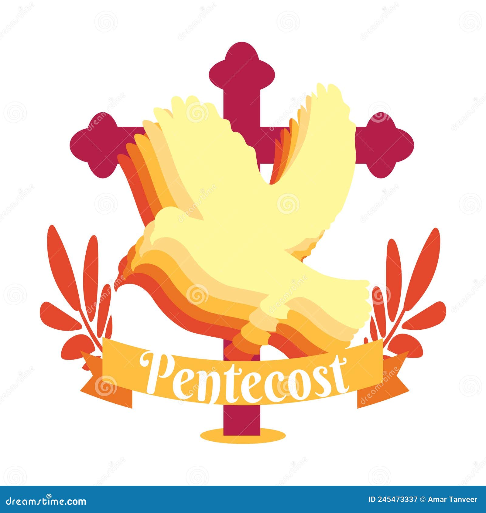Pentecost Whit Sunday Illustration Poster Vector Banner | CartoonDealer ...