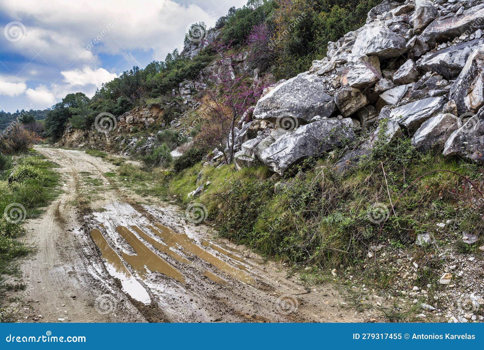 Penteli Mountain Dirt Road at Athens, Greece Stock Image - Image of ...