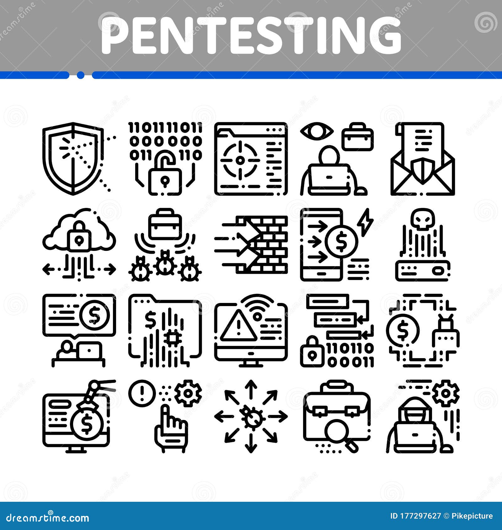 Pentesting Software Collection Icons Set Vector Stock Vector ...