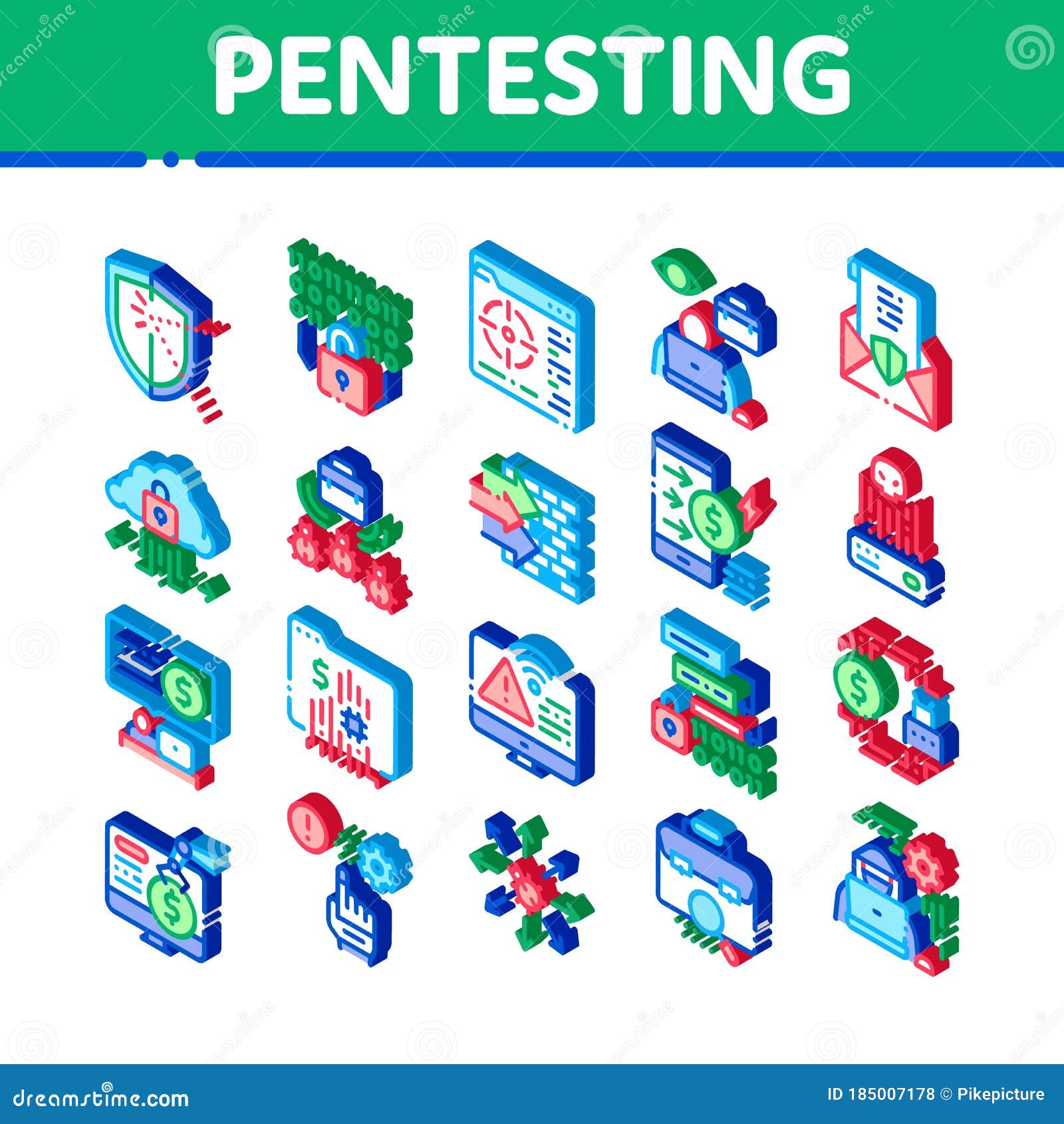 Pentesting Software Isometric Icons Set Vector Stock Vector ...
