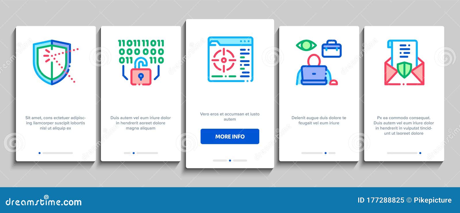 Pentesting Software Onboarding Elements Icons Set Vector Stock Vector Illustration Of Folder