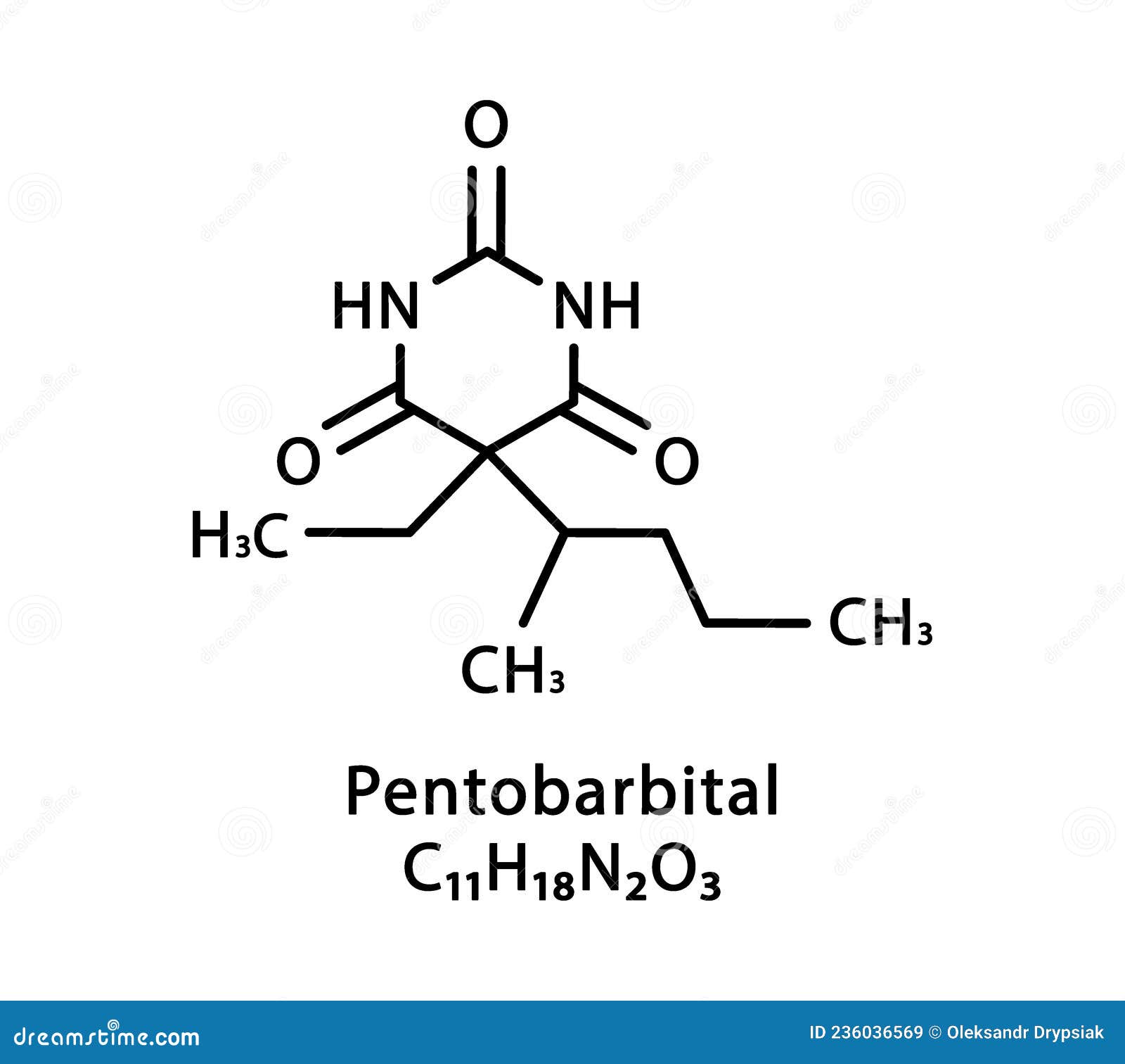 Pentobarbital Molecular Structure. Pentobarbital Skeletal Chemical ...
