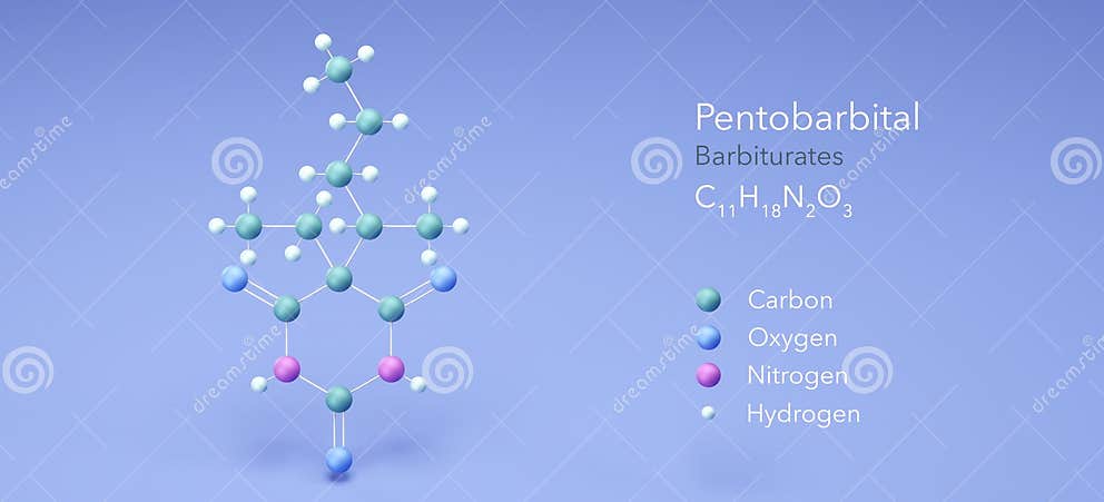 Pentobarbital Molecule, Molecular Structures, Pentobarbitone, 3d Model ...