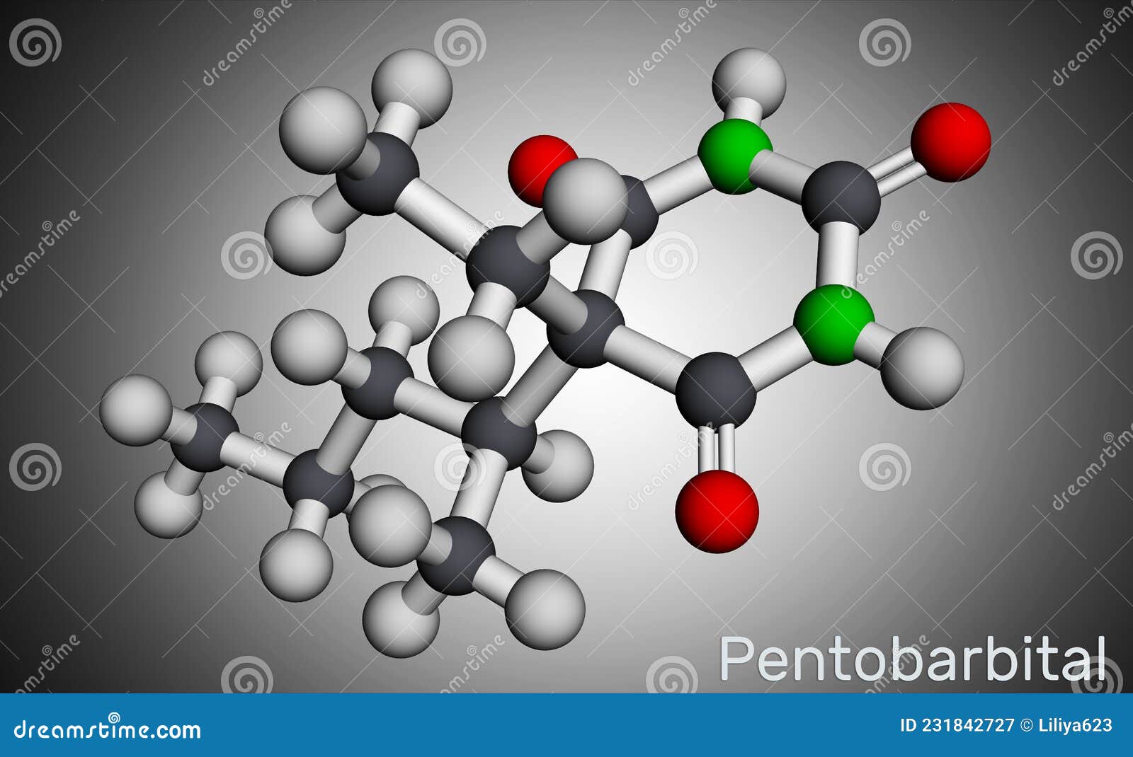 Pentobarbital, Pentobarbitone Molecule. it is Sedative, Hypnotic Agent ...