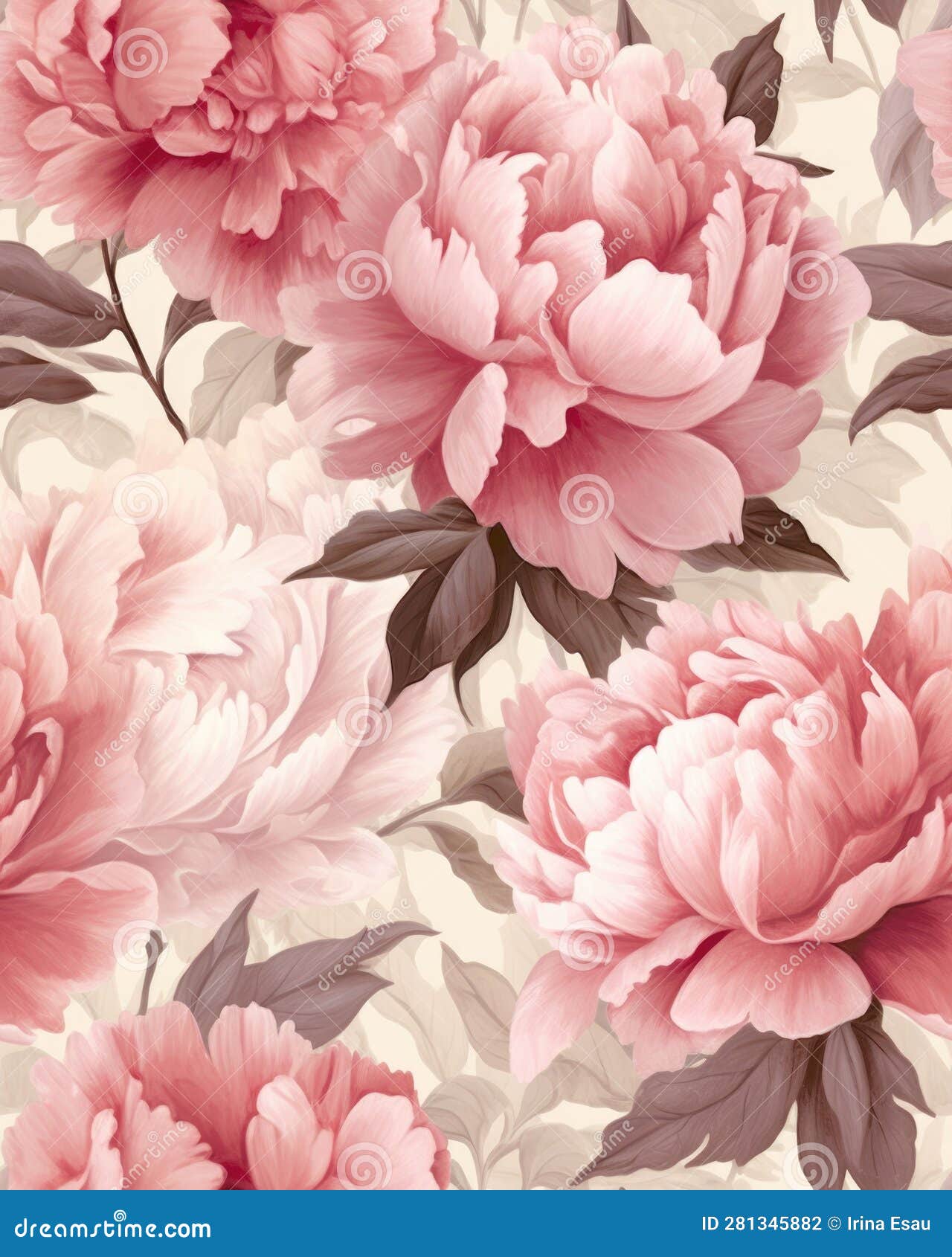 Peonies Illustration - Seamless Digital Pattern for Textiles, Fabrics ...