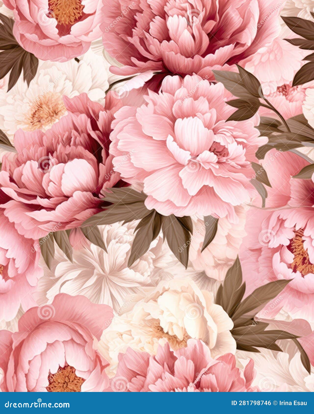 Peonies Illustration - Seamless Digital Pattern for Textiles, Fabrics ...