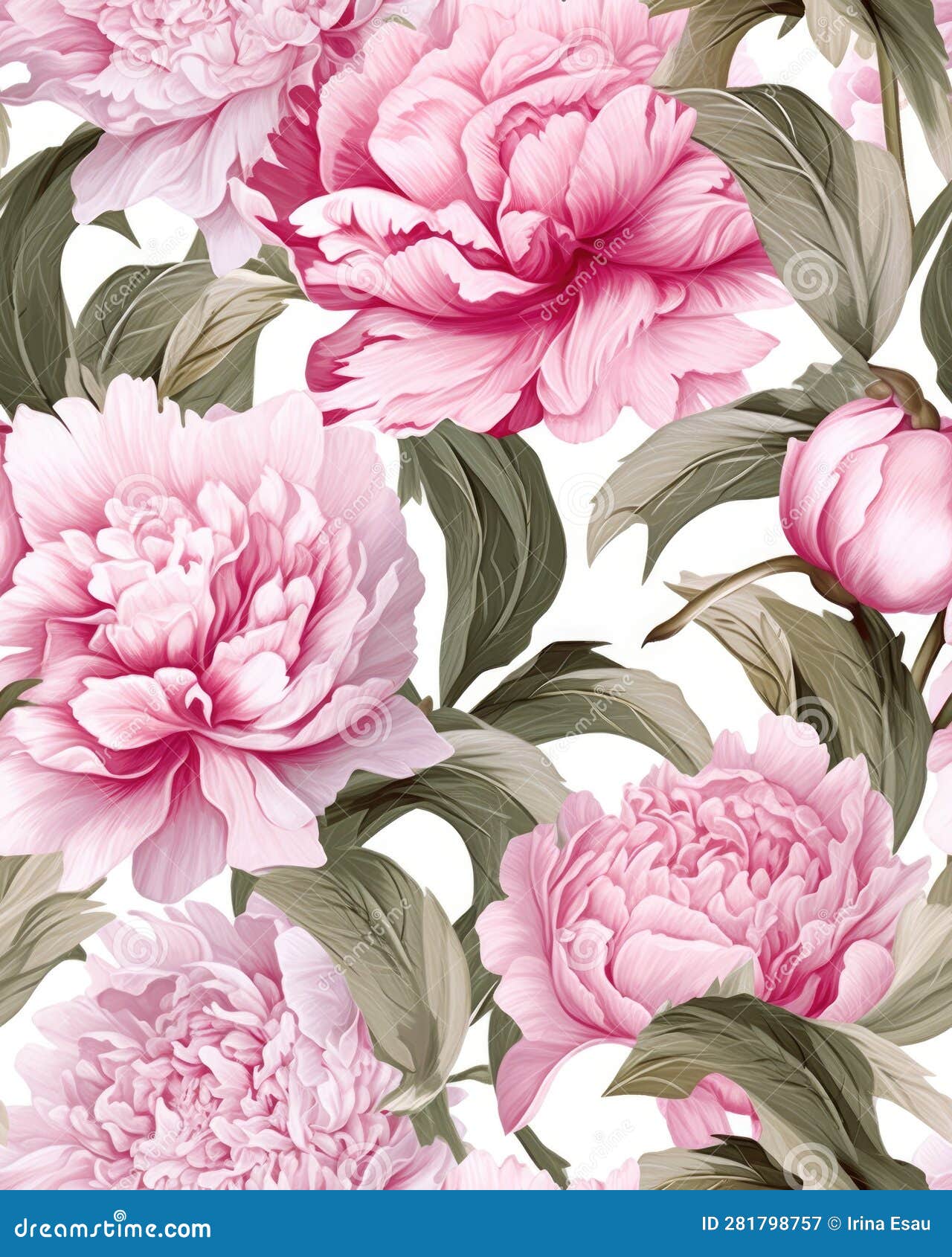 Peonies Illustration - Seamless Digital Pattern for Textiles, Fabrics ...