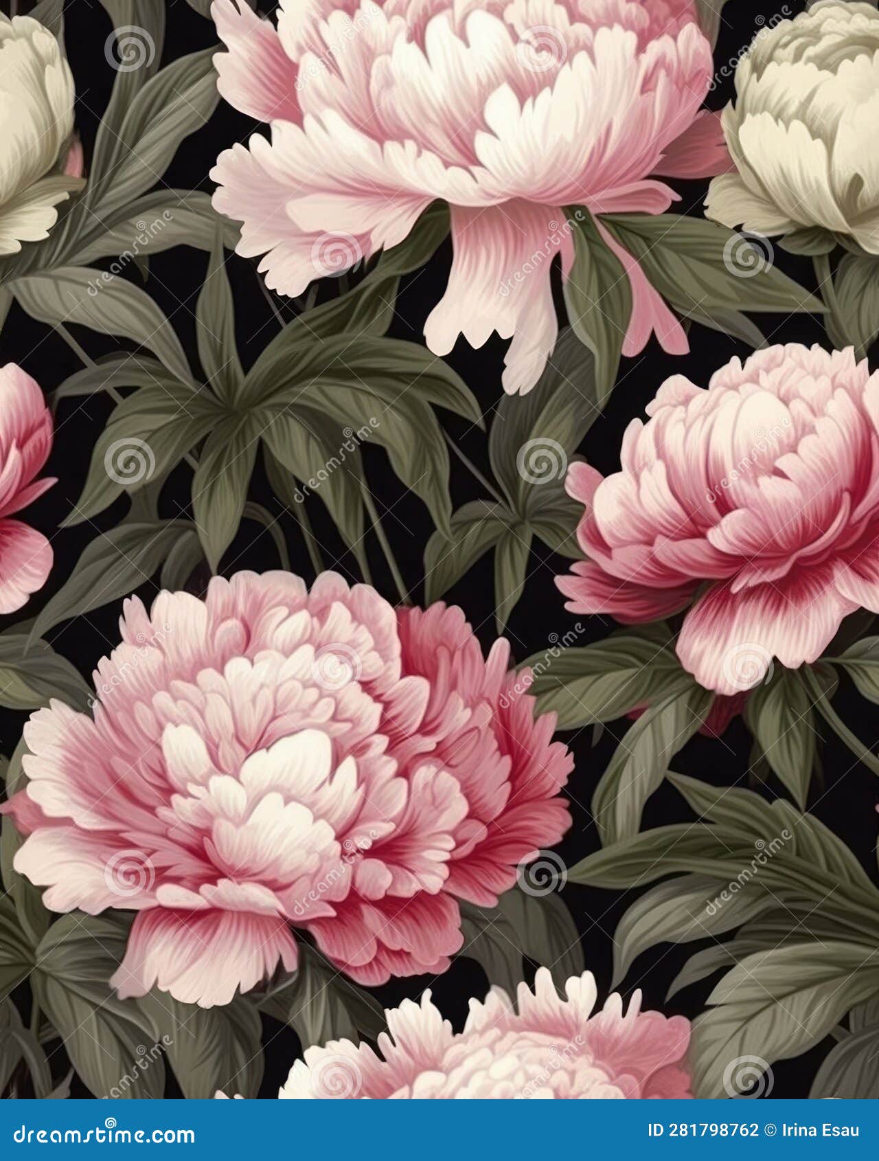 Peonies Illustration - Seamless Digital Pattern for Textiles, Fabrics ...