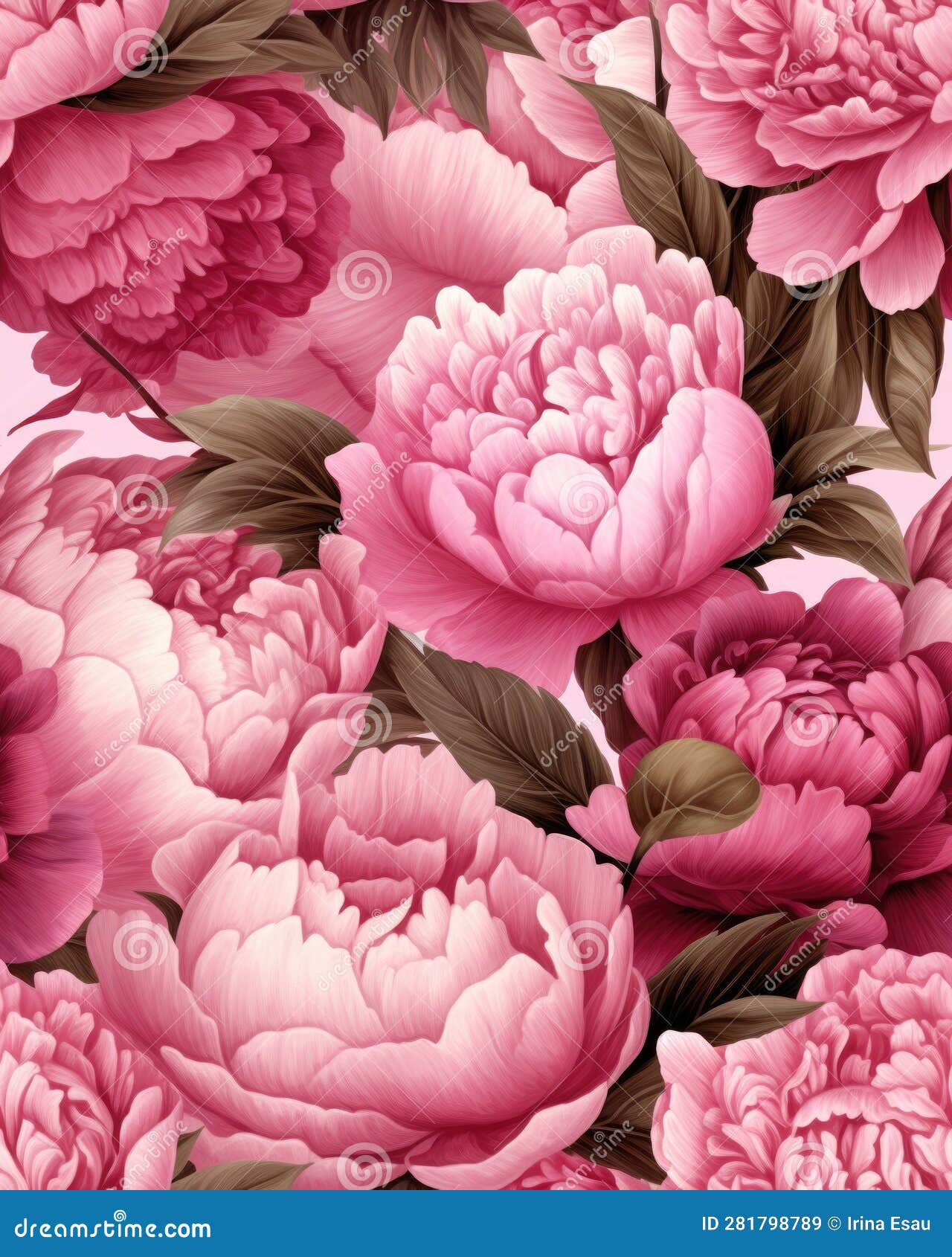 Peonies Illustration - Seamless Digital Pattern for Textiles, Fabrics ...