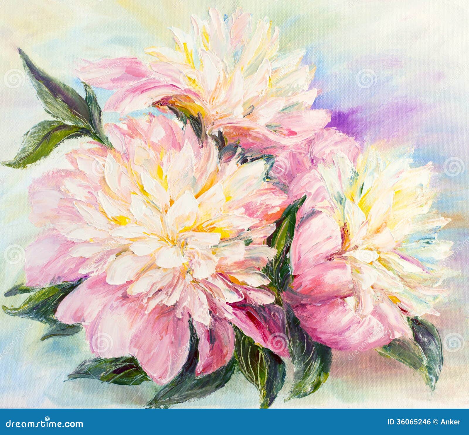 Peonies, oil painting stock illustration. Illustration of romantic ...