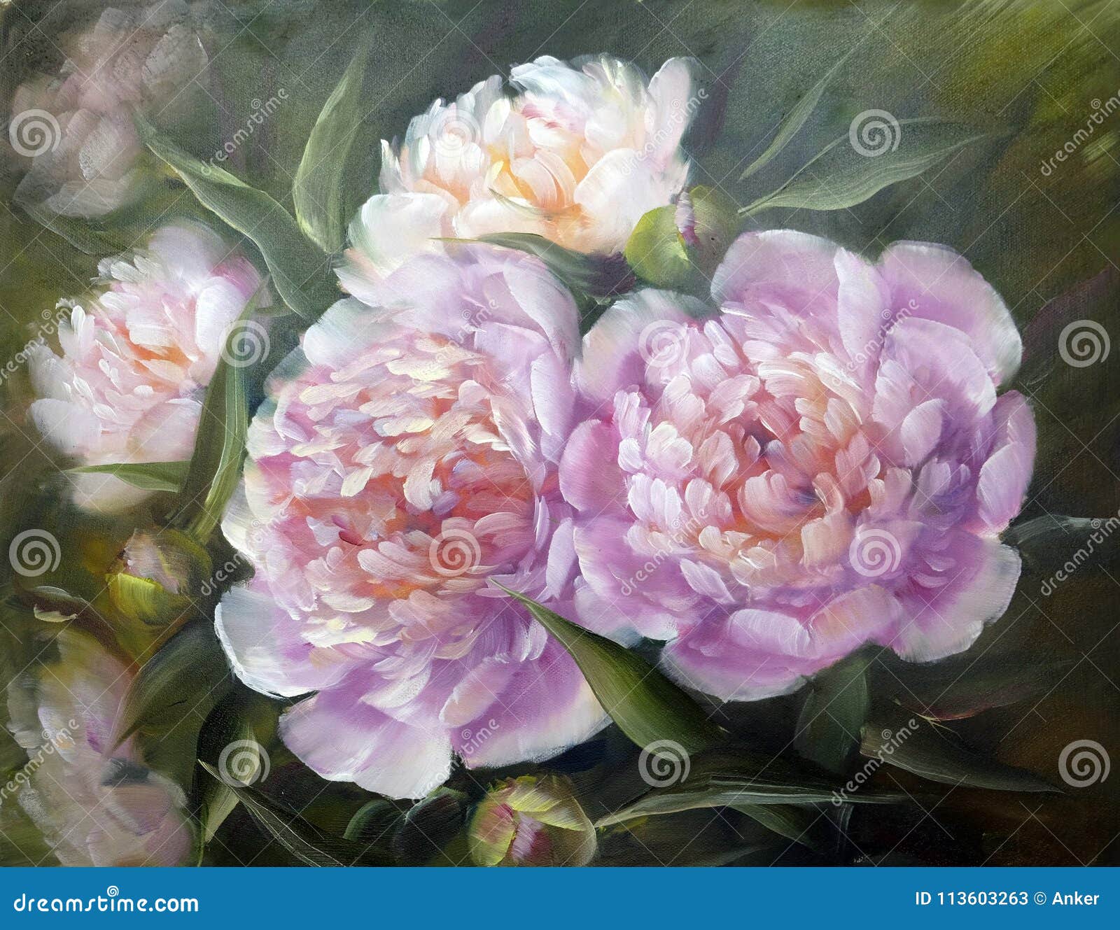 Peonies, Oil Painting on Canvas Stock Image - Image of closeup, growth ... Peonies, Oil Painting on Canvas Stock Image - Image of closeup, growth ...