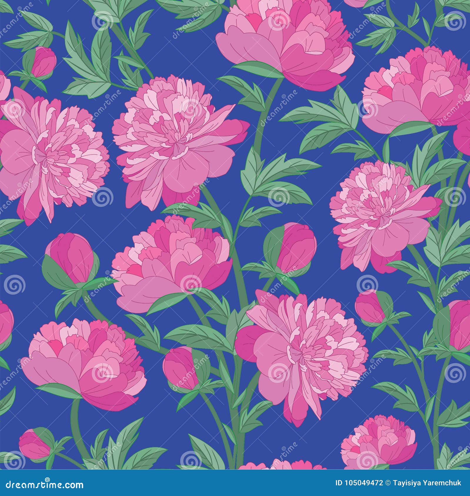 Peonies Pattern. Vector Seamless Texture. Stock Illustration ...