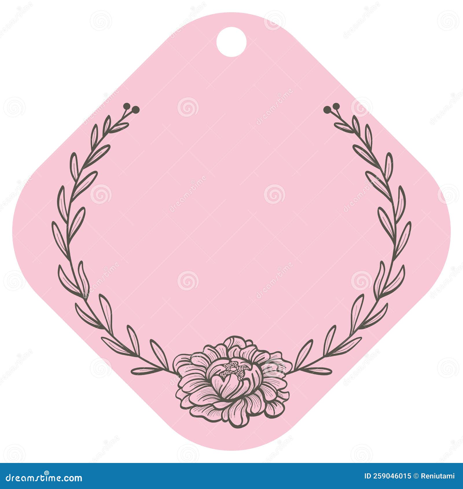Peony Floral Frame Square Tag Design Rose Leaf Flower Theme Template ...