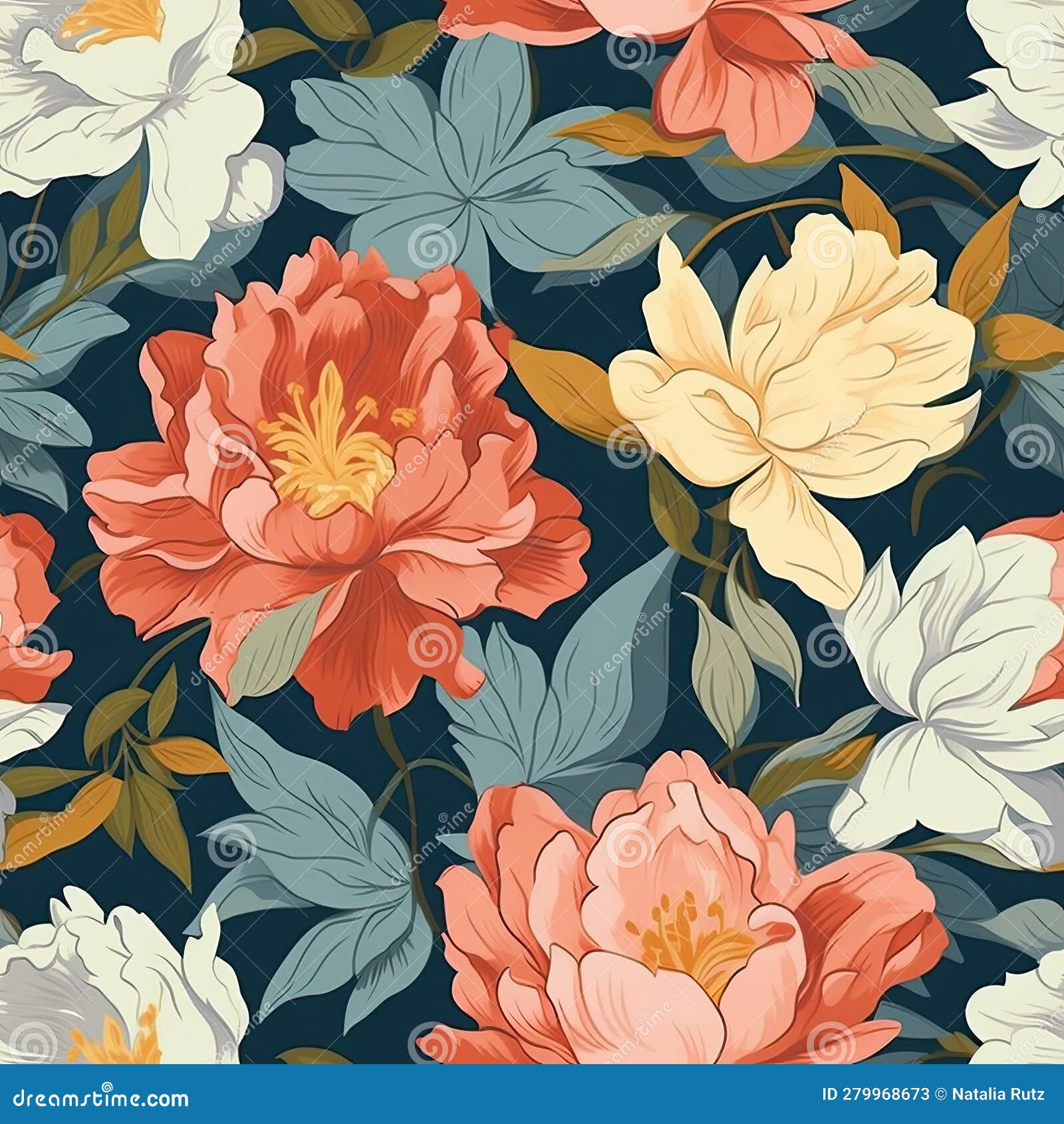 Peony floral pattern stock illustration. Illustration of romantic ...