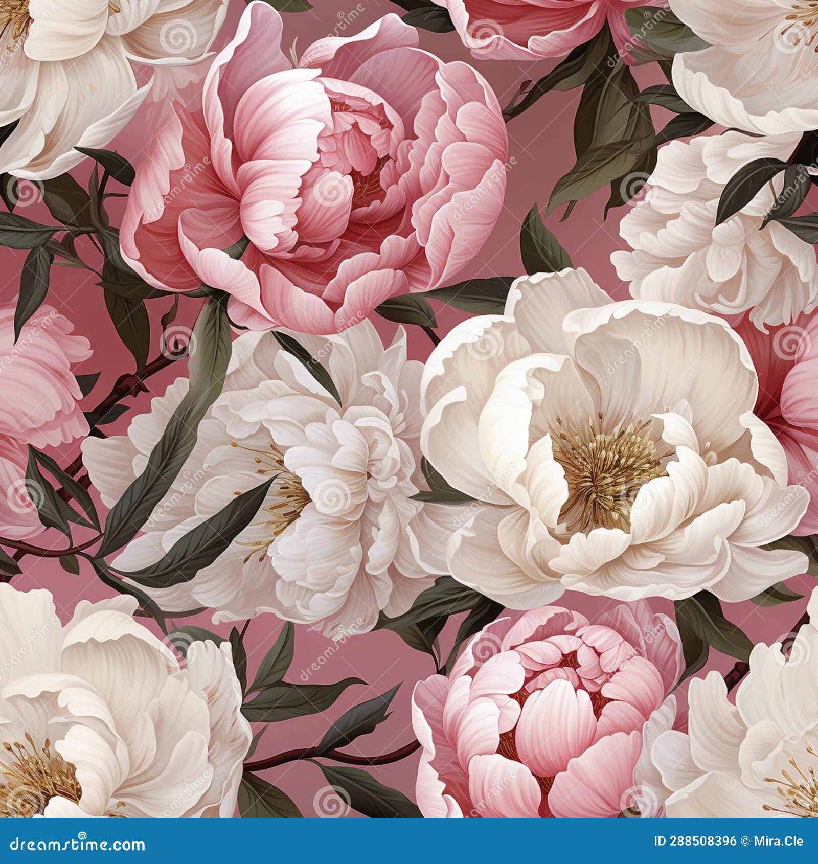 Peony Floral Seamless Pattern, Created with Generative AI Stock ...