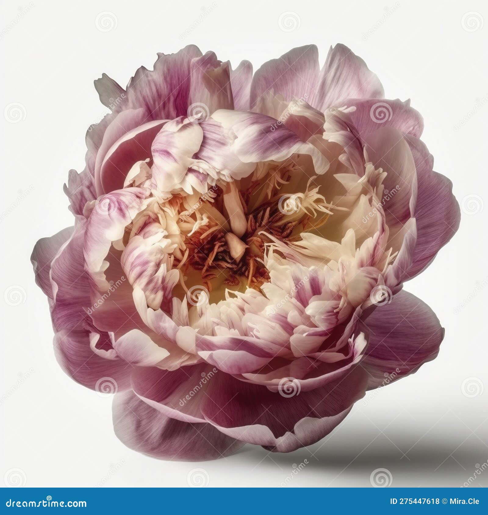 Peony Flower Head on White Background, Created with Generative AI Stock ...
