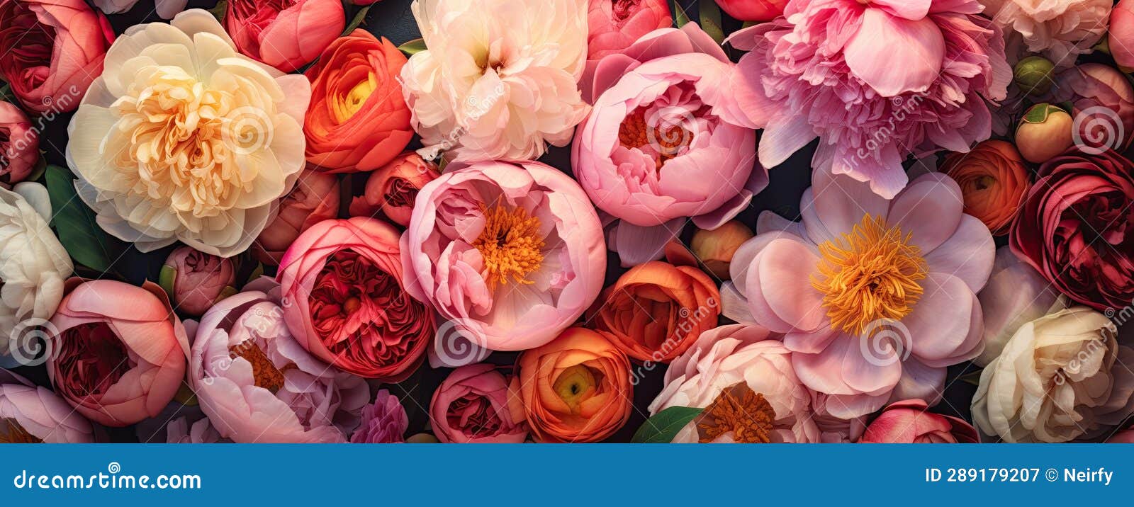 Peony and roses stock image. Image of wedding, decoration - 289179207