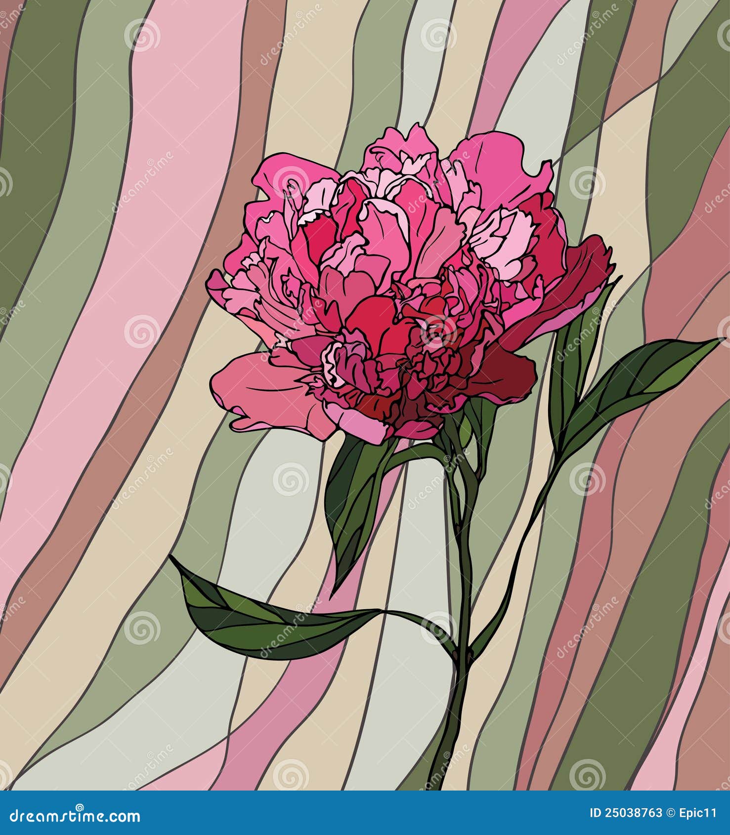 Peony stained glass window stock vector. Illustration of blossom - 25038763