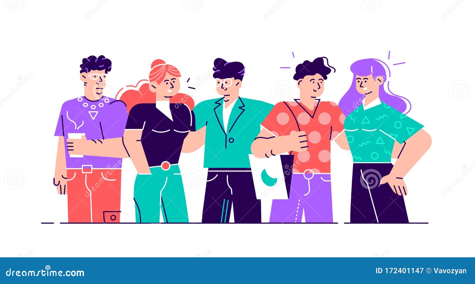 Multicultural Team Flat Vector Illustration Stock Vector - Illustration ...