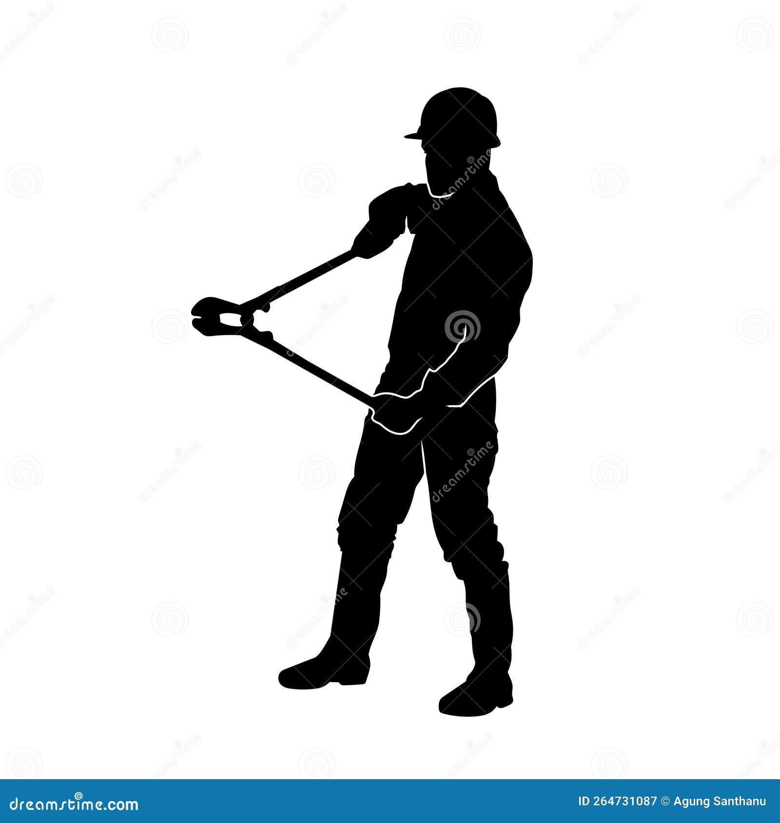 Silhouette of a Man in Worker Costume in Doing His Task with Big ...