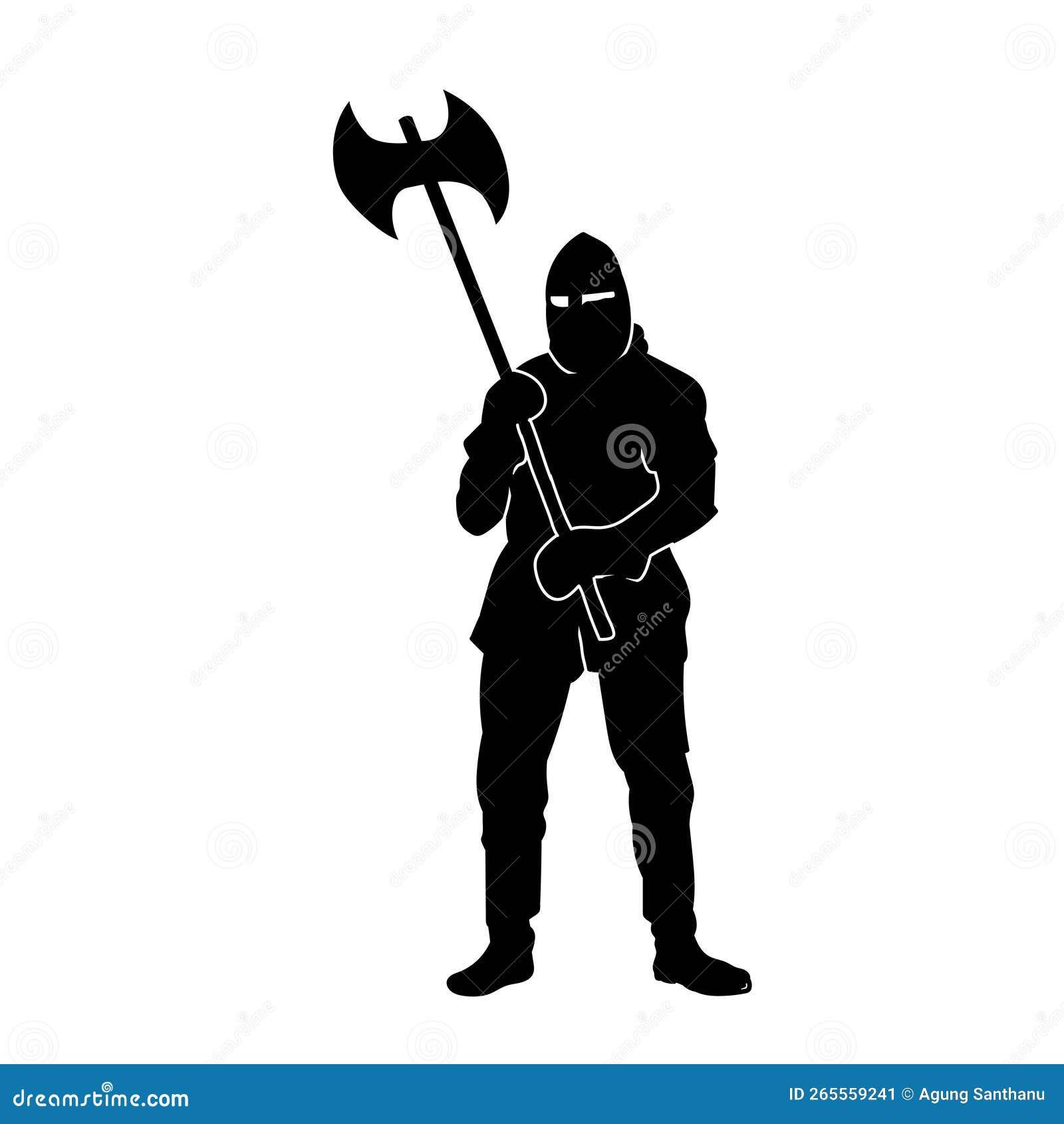 Silhouette of a Medieval Knight Holding a Battle Axe. Stock Vector ...