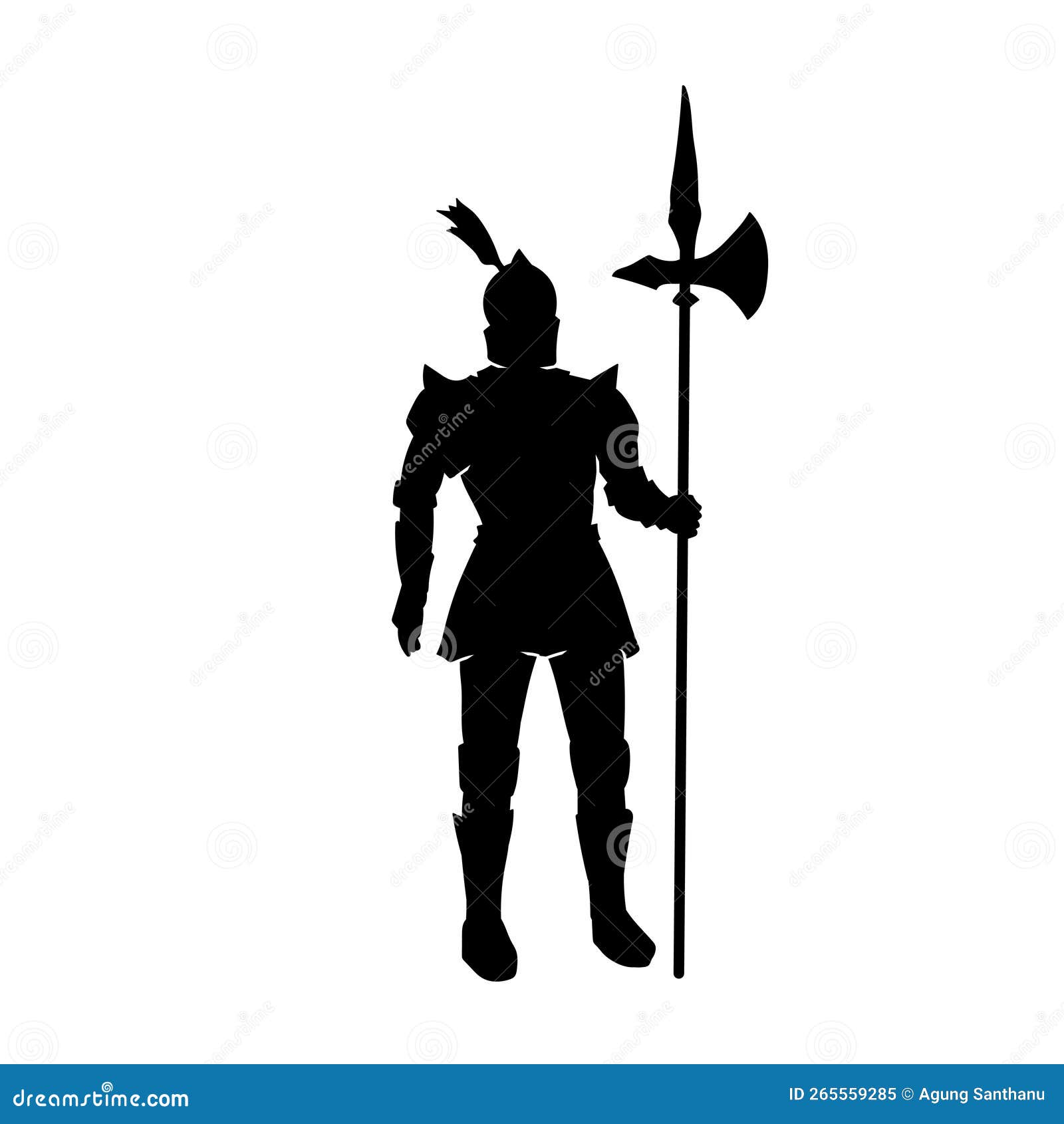 Silhouette of a Medieval Knight Holding a Battle Axe. Stock Vector ...