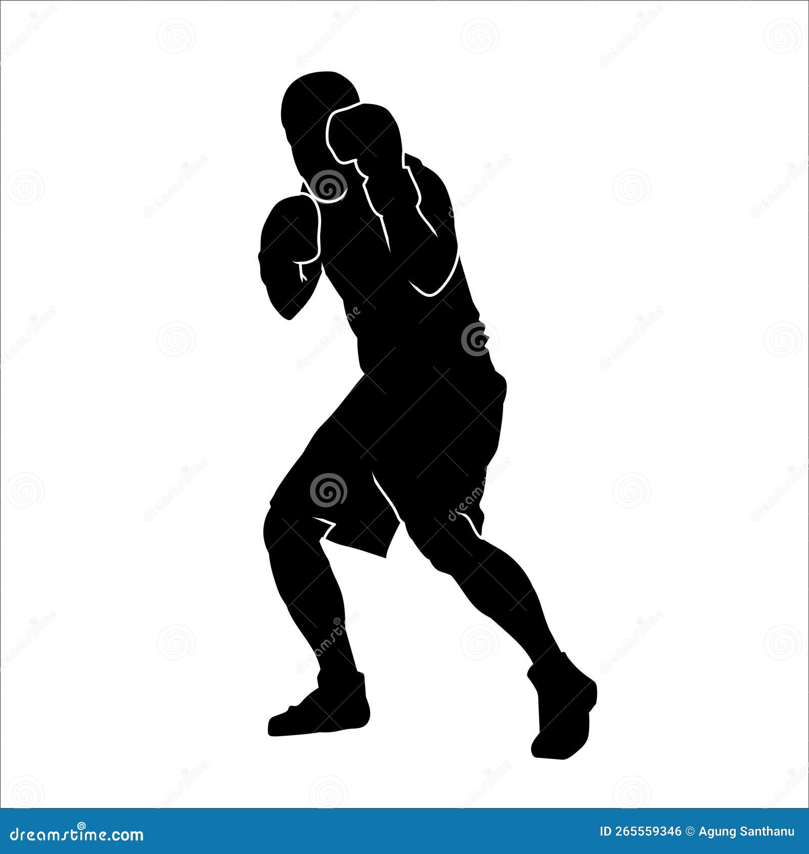 Silhouette of a Male Boxing Athlete in Action Isolated on White ...